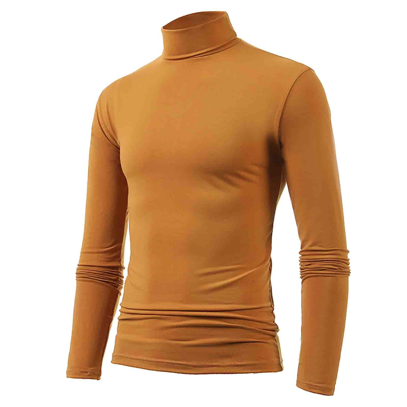 kamemir Gold Turtleneck Shirt Men Neck Cotton Long Sleeve Undershirts ...