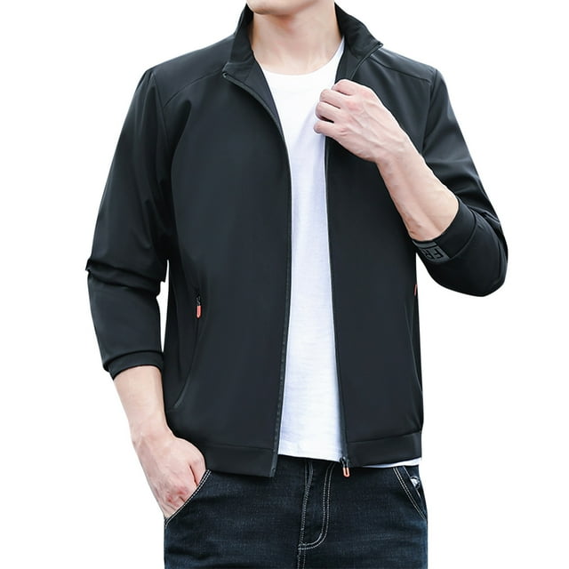 kamemir Mens Jacket Men's Lightweight Jackets Cotton Casual Jacket Zip ...