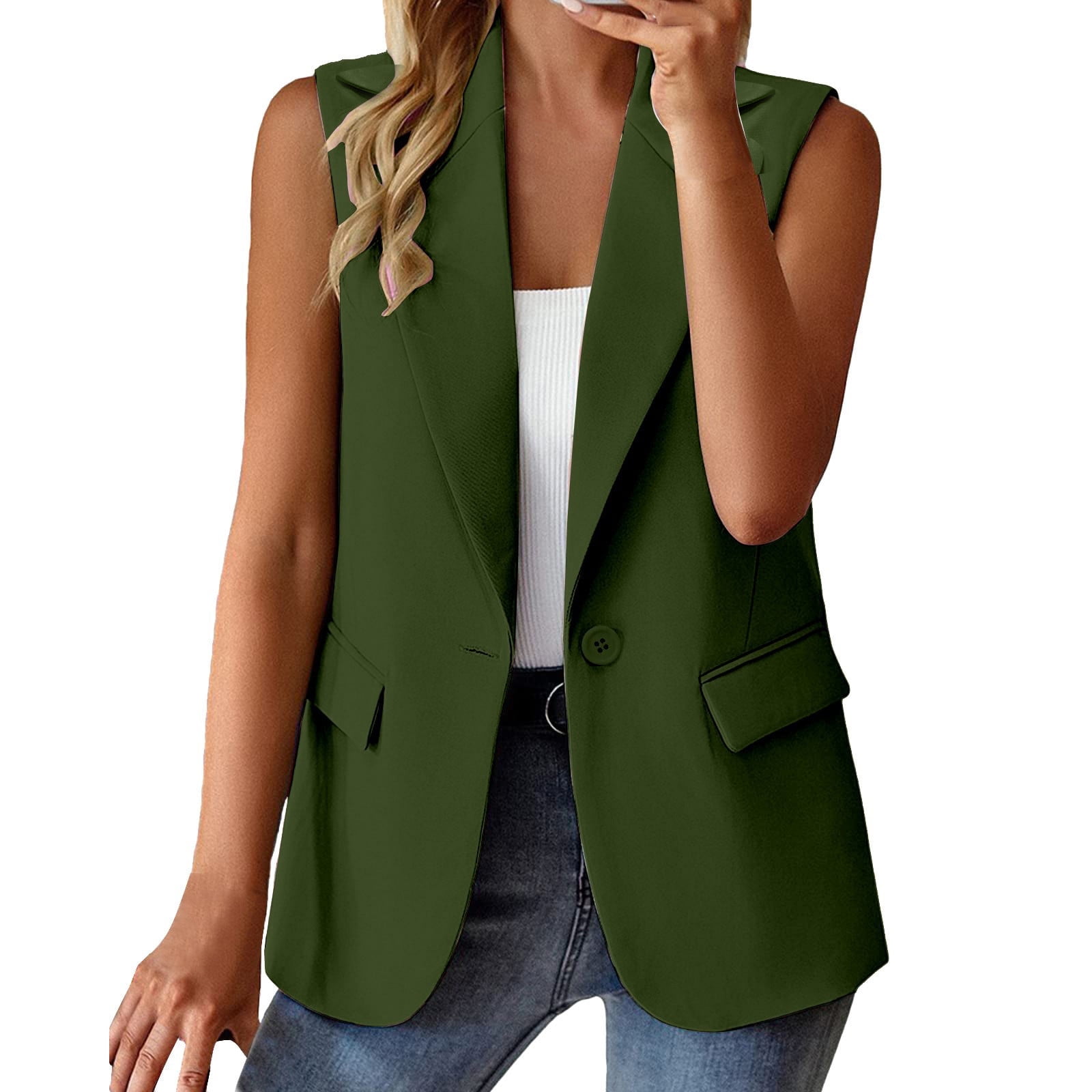 kamemir Sleeveless Blazers for Women Women's Casual Work Office Dressy ...