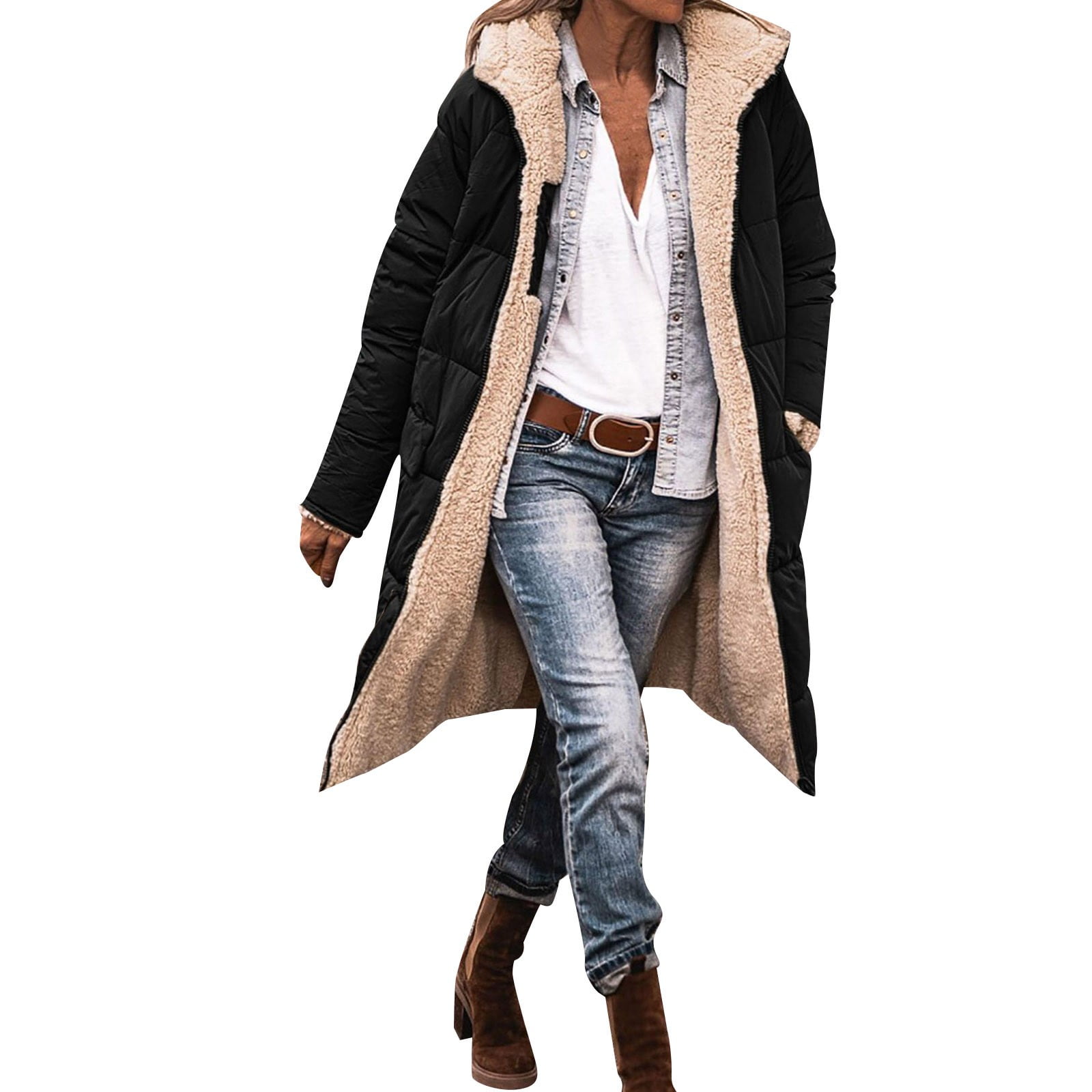 kamemir Women's 2024 Winter Fashion Clothes Oversized Shearling Long ...