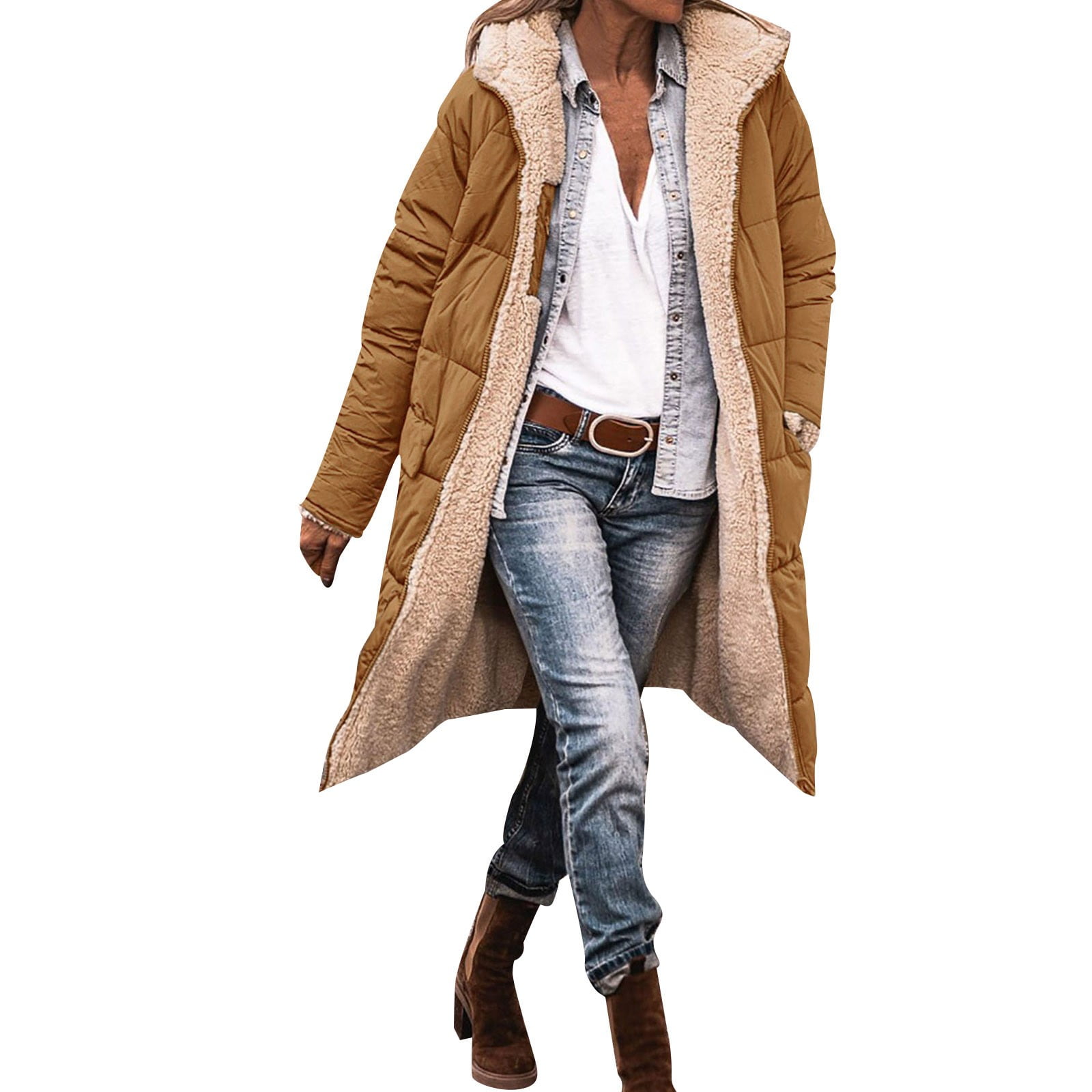 kamemir Women's 2024 Winter Fashion Clothes Oversized Shearling Fleece ...
