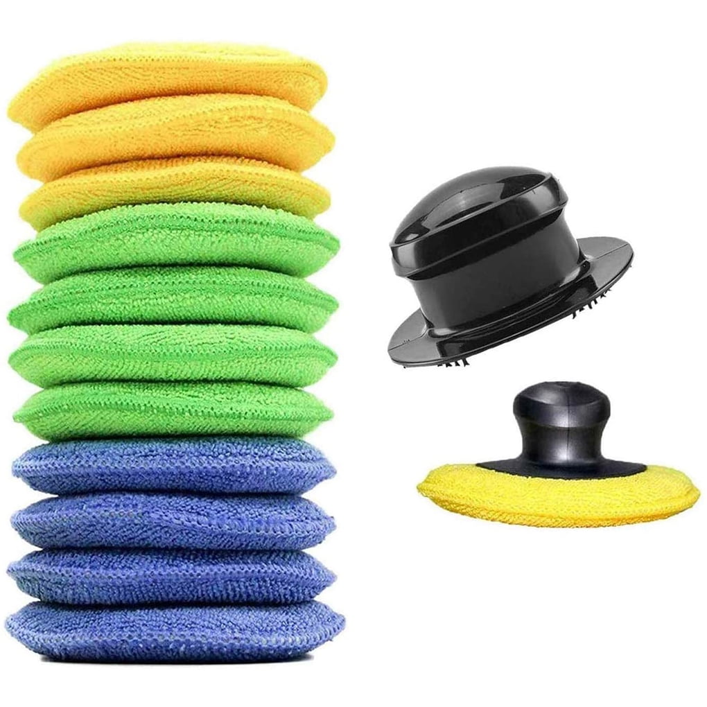 kanaroous 13 Pieces Car Wax Sponge with Handle Round Detailing Cleaning ...