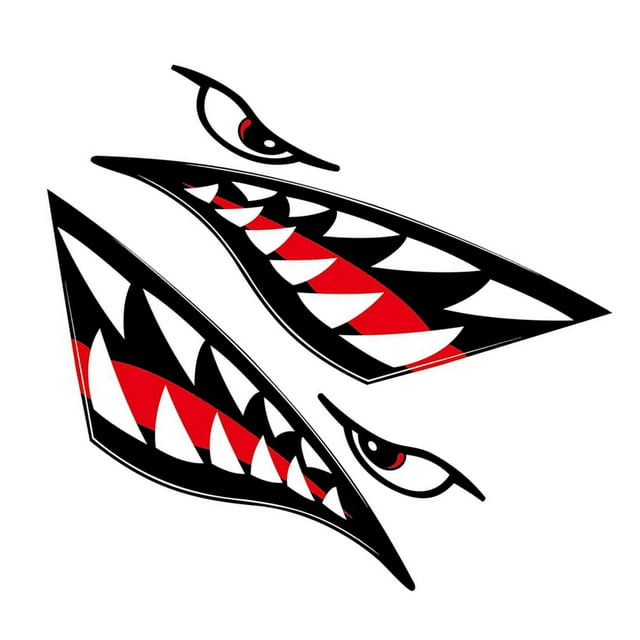 kanaroous 2 Pieces Shark Teeth Mouth Decals Stickers Label Waterproof ...