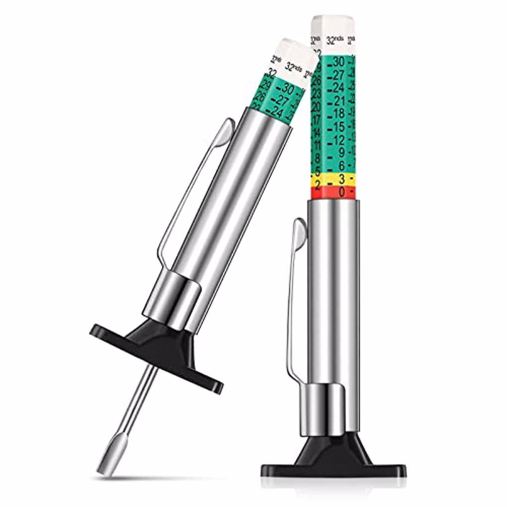 kanaroous 2 Pieces Stainless Steel Tire Tread Depth Gauge Universal 0 ...