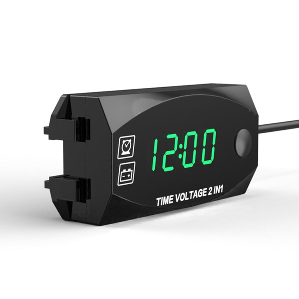 kanaroous 2 in 1 Motorcycle Voltmeter LED IP67 Waterproof Voltage Meter ...