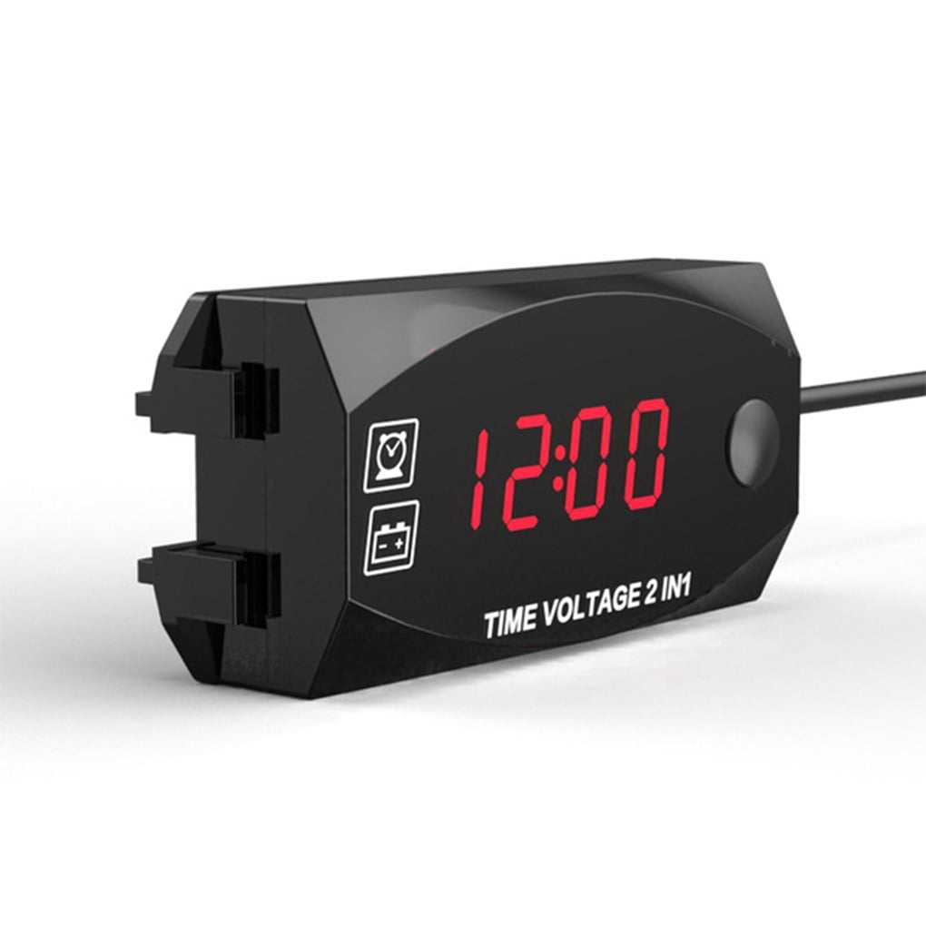 kanaroous 2 in 1 Motorcycle Voltmeter LED IP67 Waterproof Voltage Meter ...