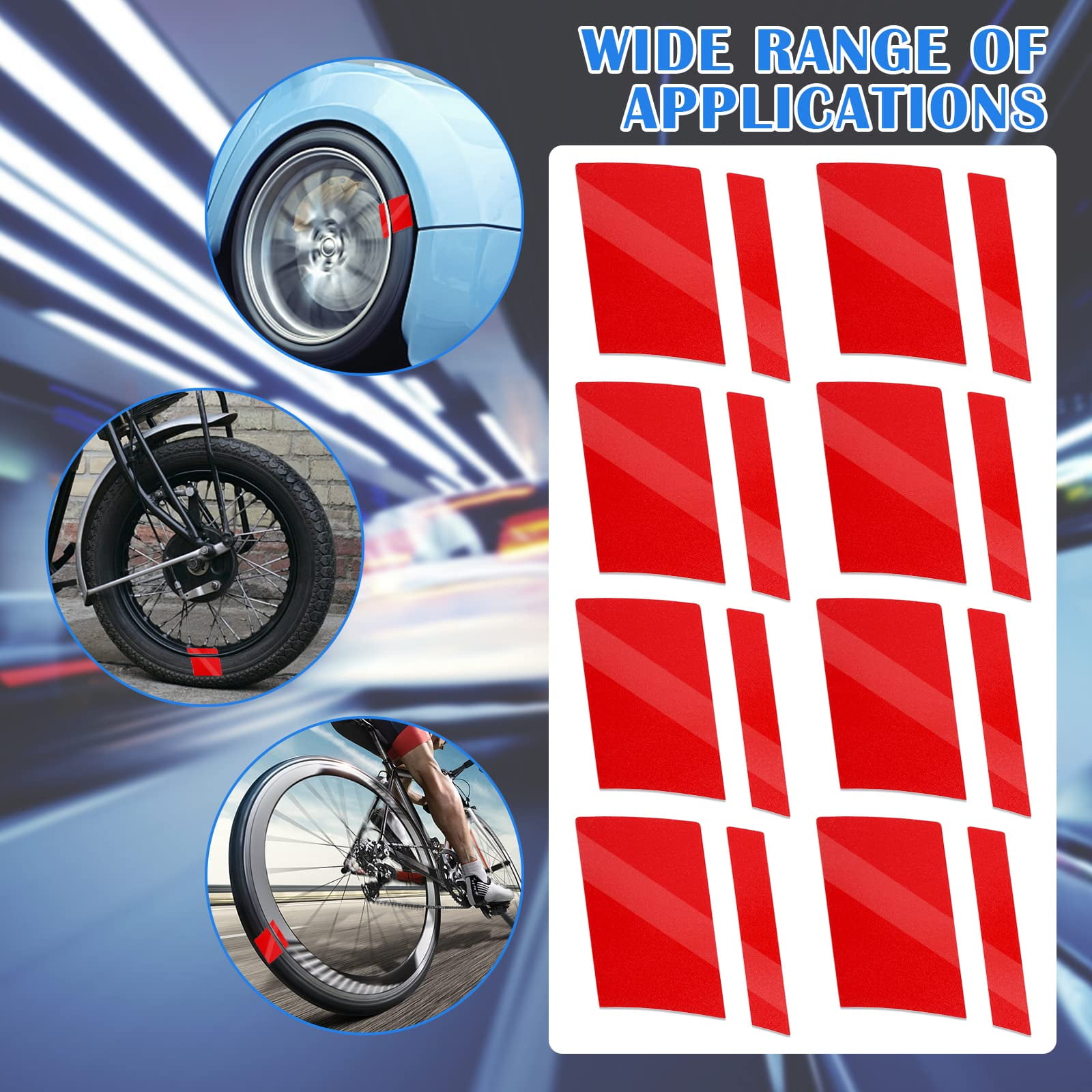 kanaroous 8pcs PET Waterproof Reflective Car Decals For Stylish Tire ...