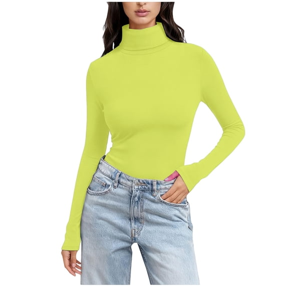 kaondbfi Summer T Shirts for Women Women's Solid Color High Neck ...