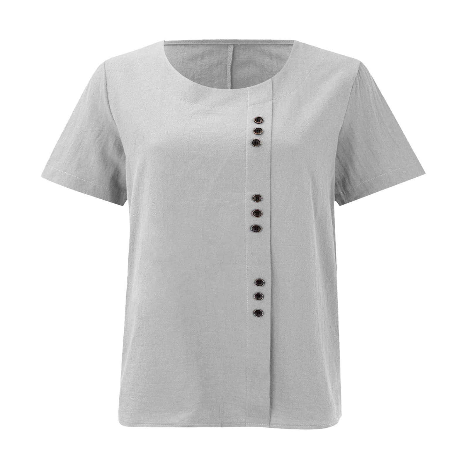 kaondbfi Women Cotton Linen Crew Neck Short Sleeve Tee Shirts Tops ...