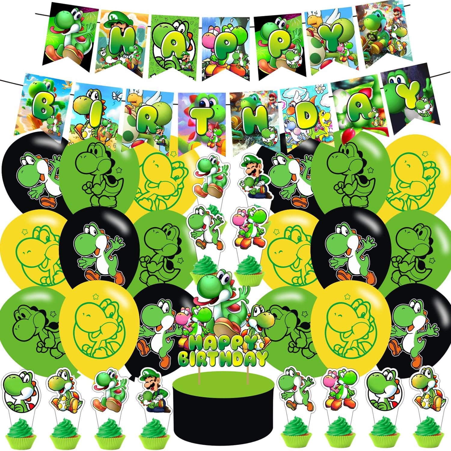 karg 𝖸𝗈𝗌𝗁𝗂 Birthday Decorations,𝖸𝗈𝗌𝗁𝗂 STF9 Party Supplies Include Happy ...