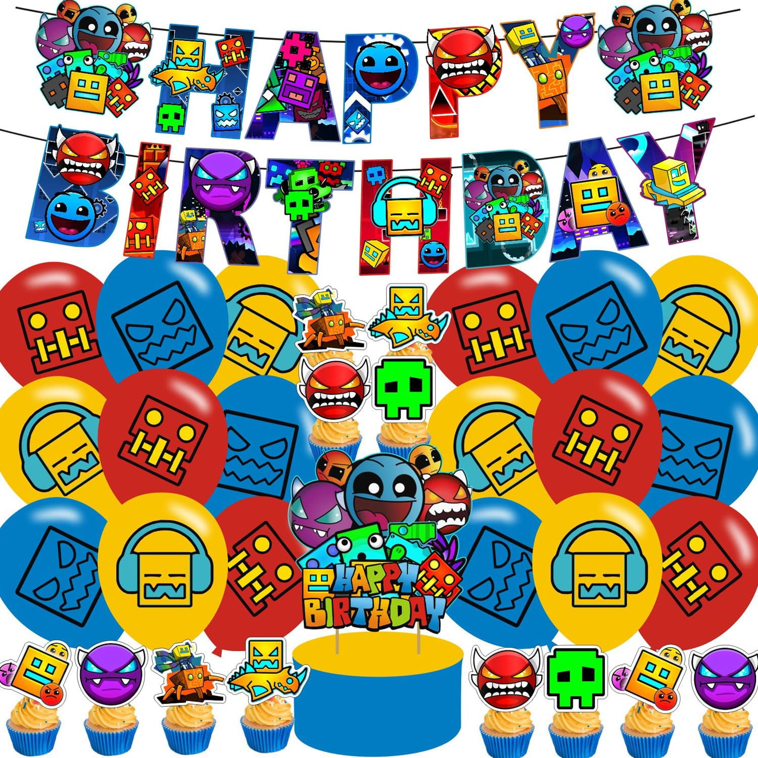 karg Geometry Dash Birthday Party Supplies Favors for Boys Kids ...
