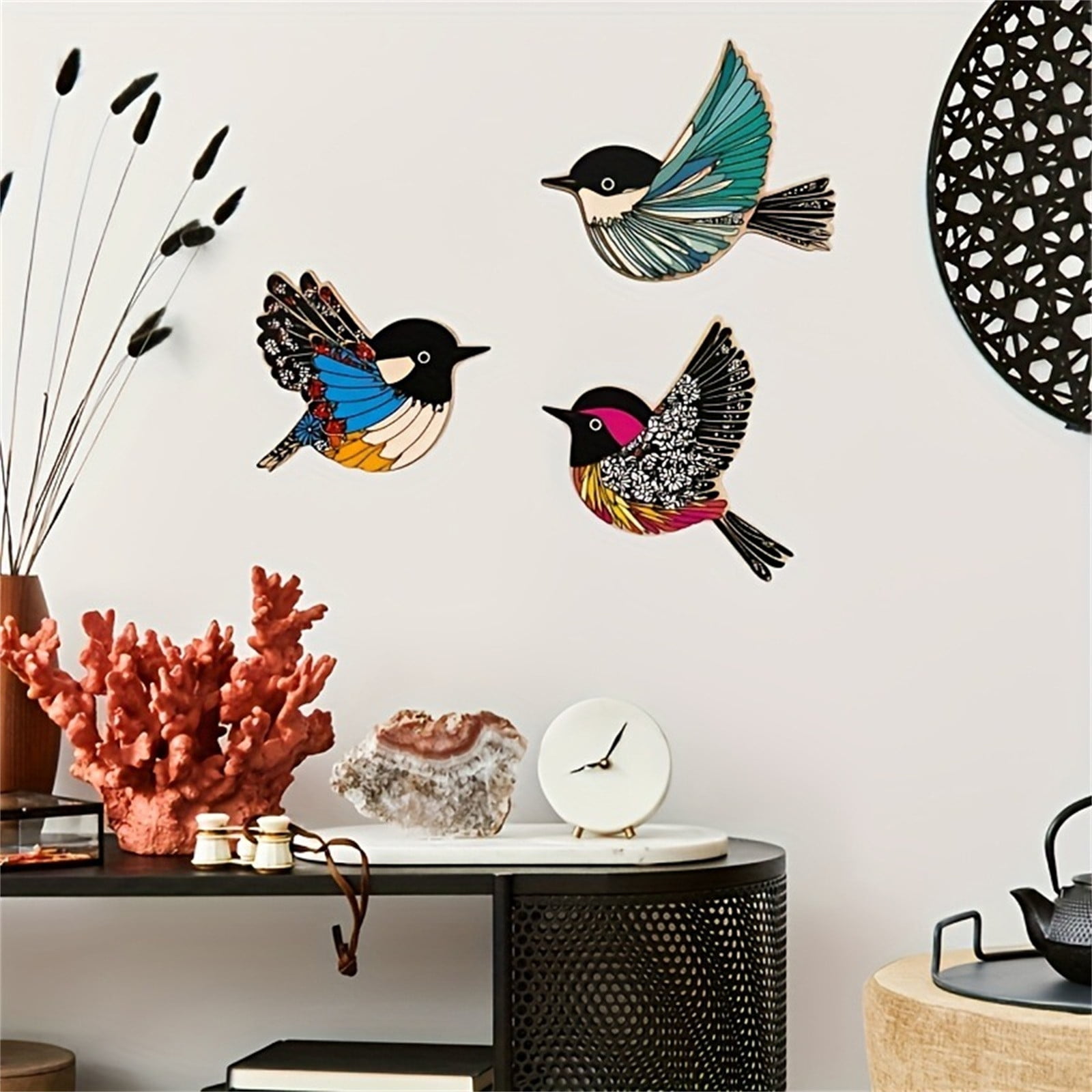 karymi 3 Piece Handmade Wooden Flying Birds Wall Art Decor Set for Home ...