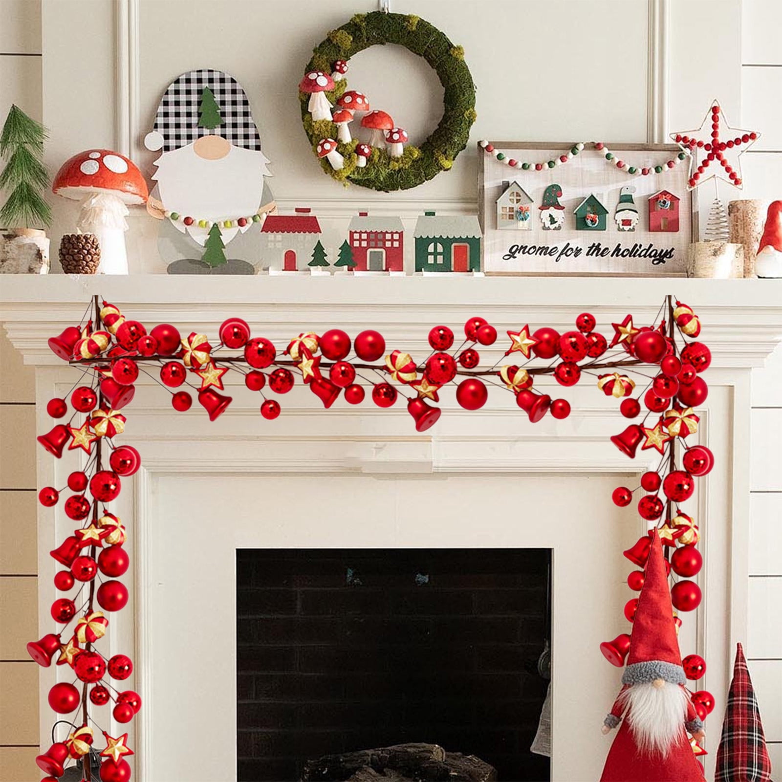 karymi 6ft Christmas Bells Garlands Christmas Tree Decorations Hanging ...