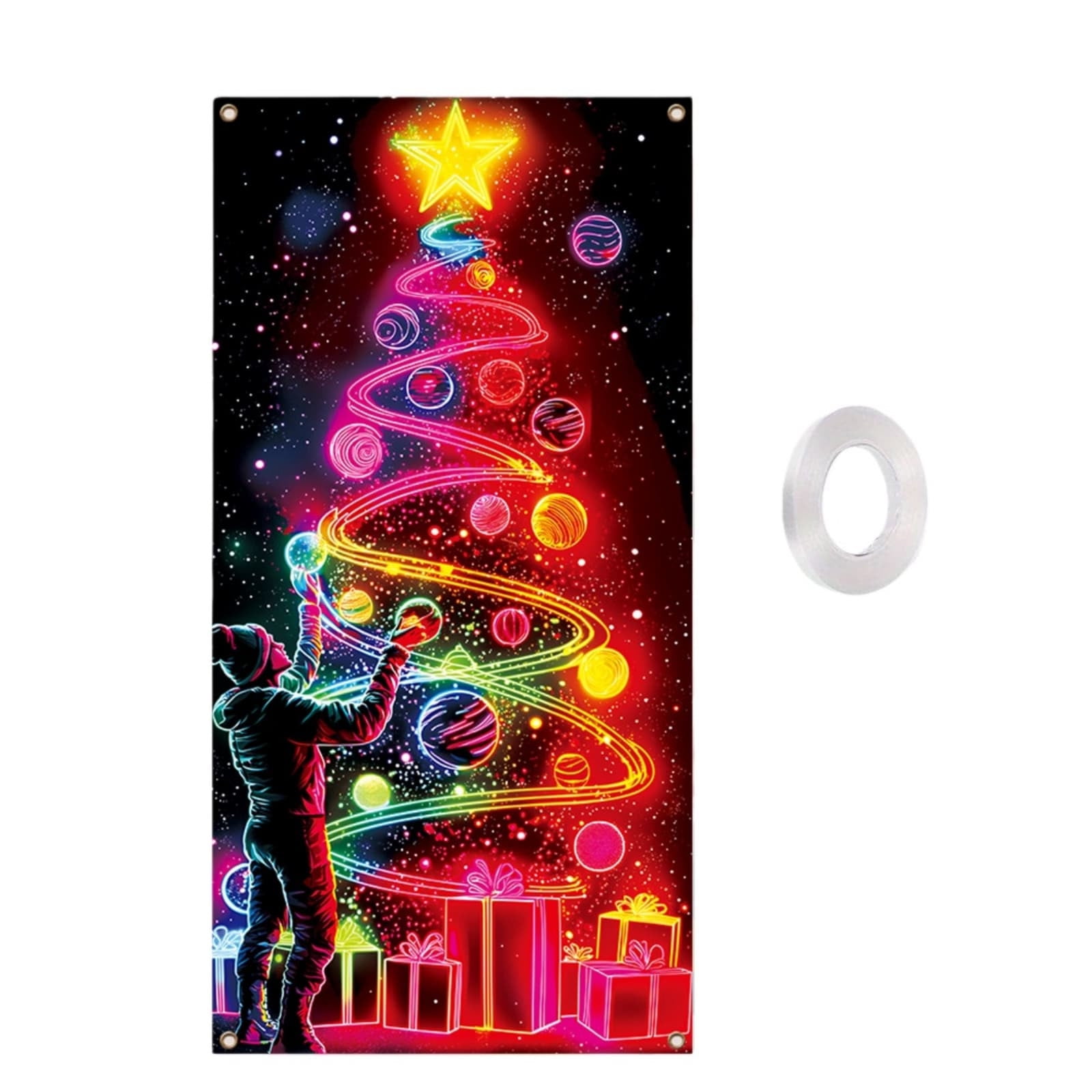 karymi Christmas Fluorescent Door Curtain Background PVC Glow in Dark ...