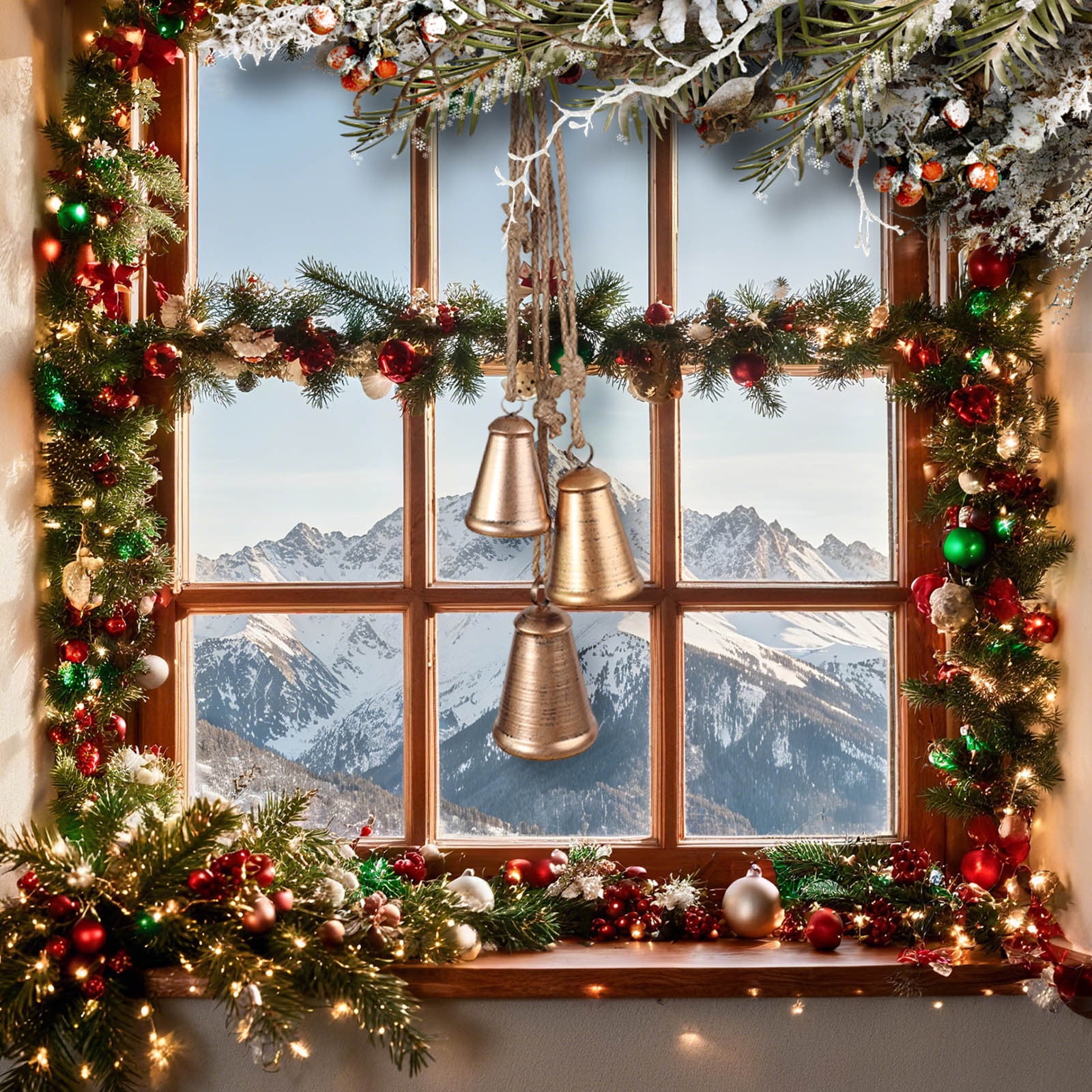 karymi Christmas Rope Trumpet Shabby Style Metal Hanging Cow Bells ...