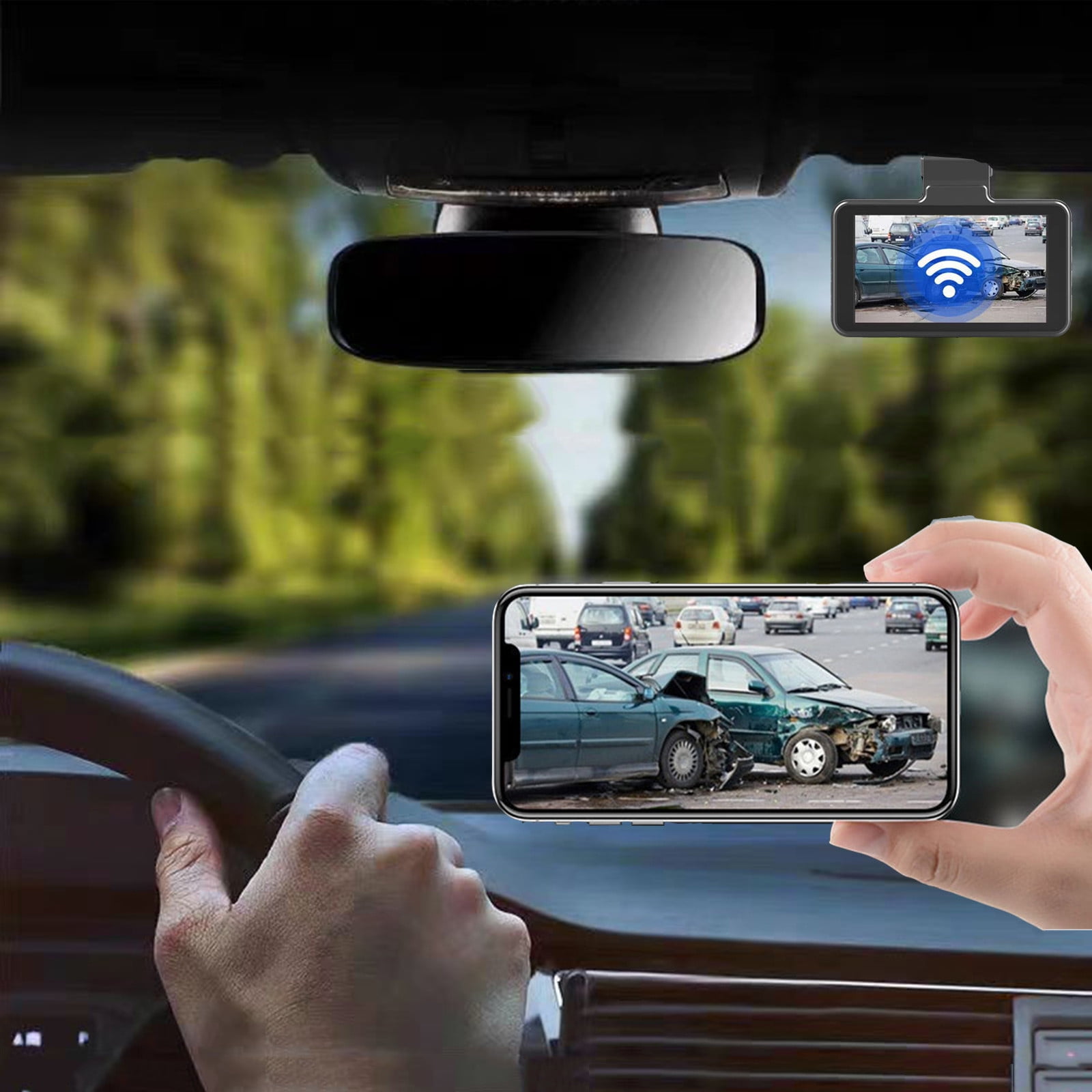 karymi Dash Cam 3 Inch IPS Screen,Built in WiFi Smart Dash Camera for ...