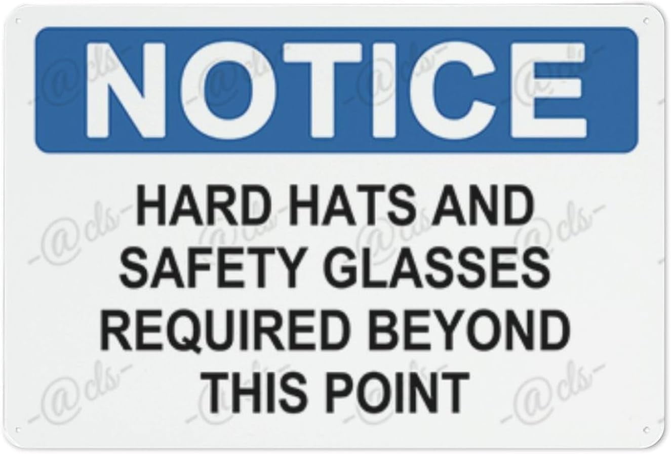 kasbes Metal Hanging Plate HARD HATS AND SAFETY GLASSES REQUIRED BEYOND ...