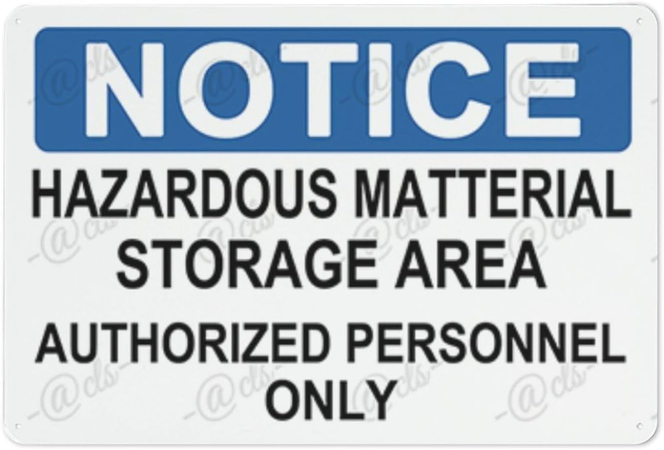 kasbes Metal Hanging Plate HAZARDOUS MATERIAL STORAGE AREA AUTHORIZED ...