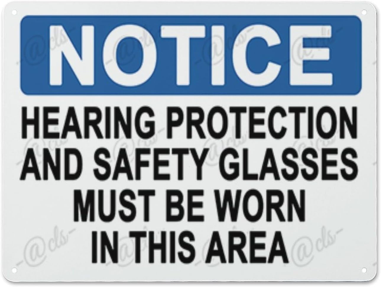 kasbes Metal Hanging Plate HEARING PROTECTION AND SAFETY GLASSES MUST ...