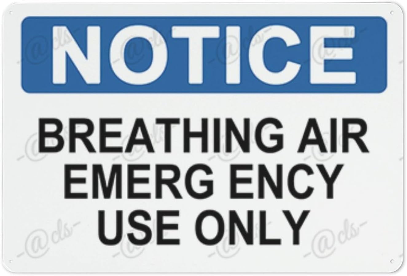 kasbes Metal Hanging Plate Horizontal BREATHING AIR EMERGENCY USE ONLY ...
