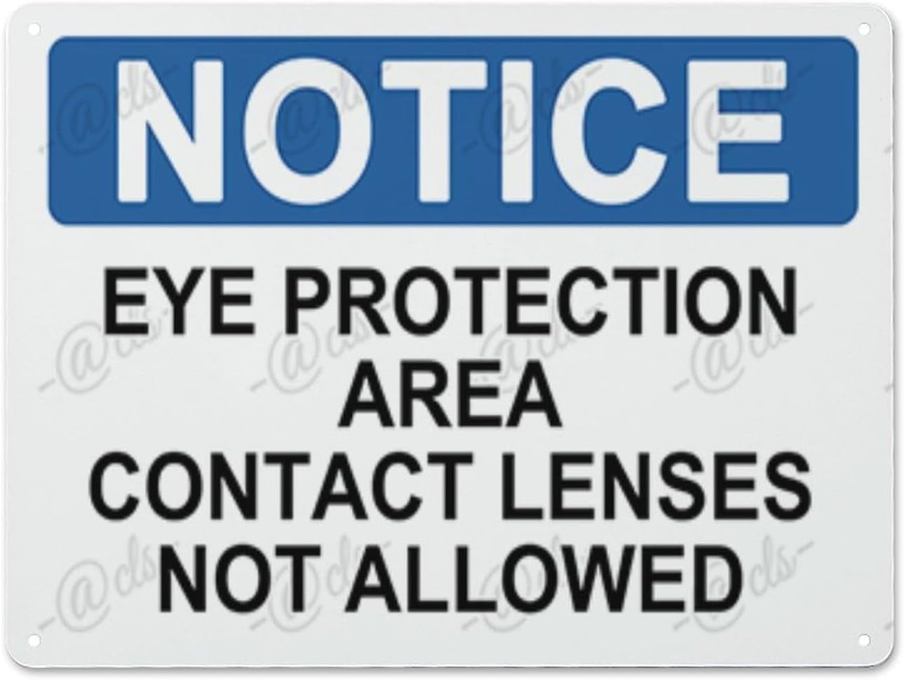 kasbes Metal Hanging Plate Horizontal EYE PROTECTION AREA CONTACT ...