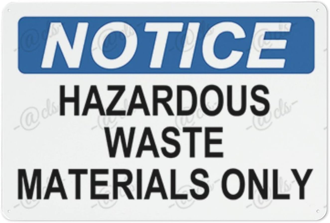 kasbes Metal Hanging Plate Horizontal HAZARDOUS WASTE MATERIALS ONLY ...