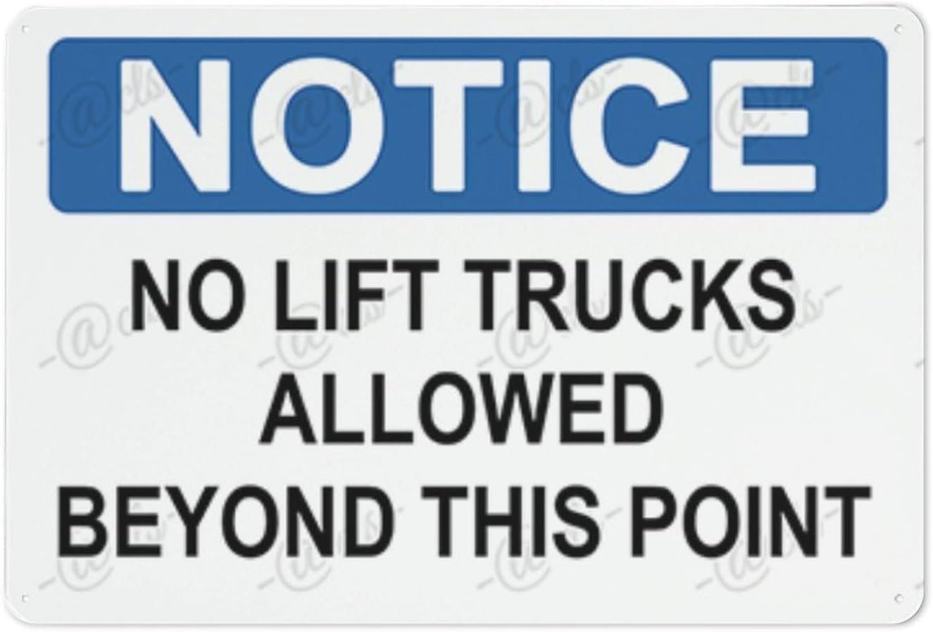 kasbes Metal Hanging Plate Horizontal NO LIFT TRUCKS ALLOWED BEYOND ...