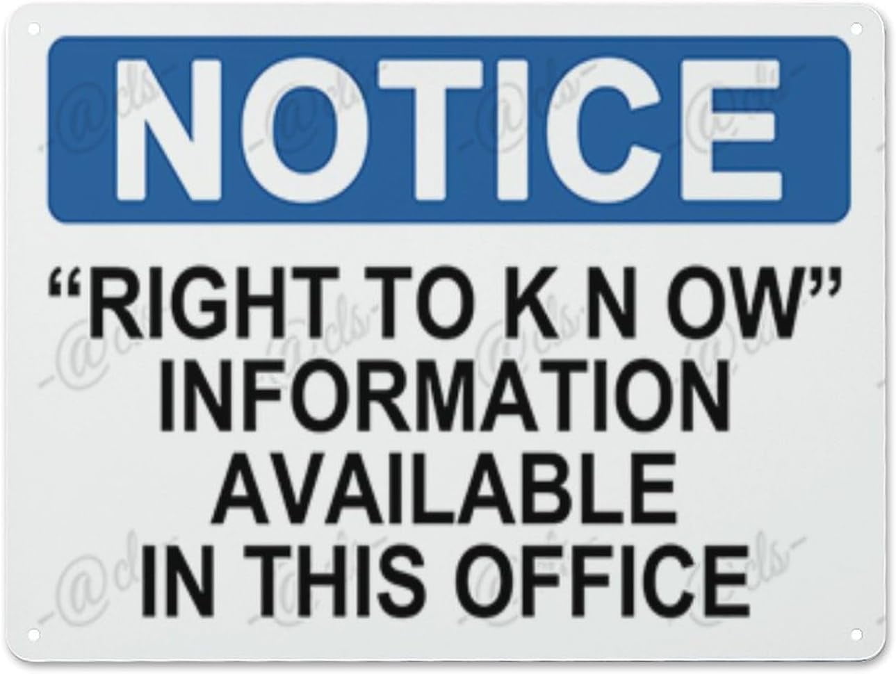 kasbes Metal Hanging Plate “RIGHT TO KNOW” INFORMATION AVAILABLE IN ...