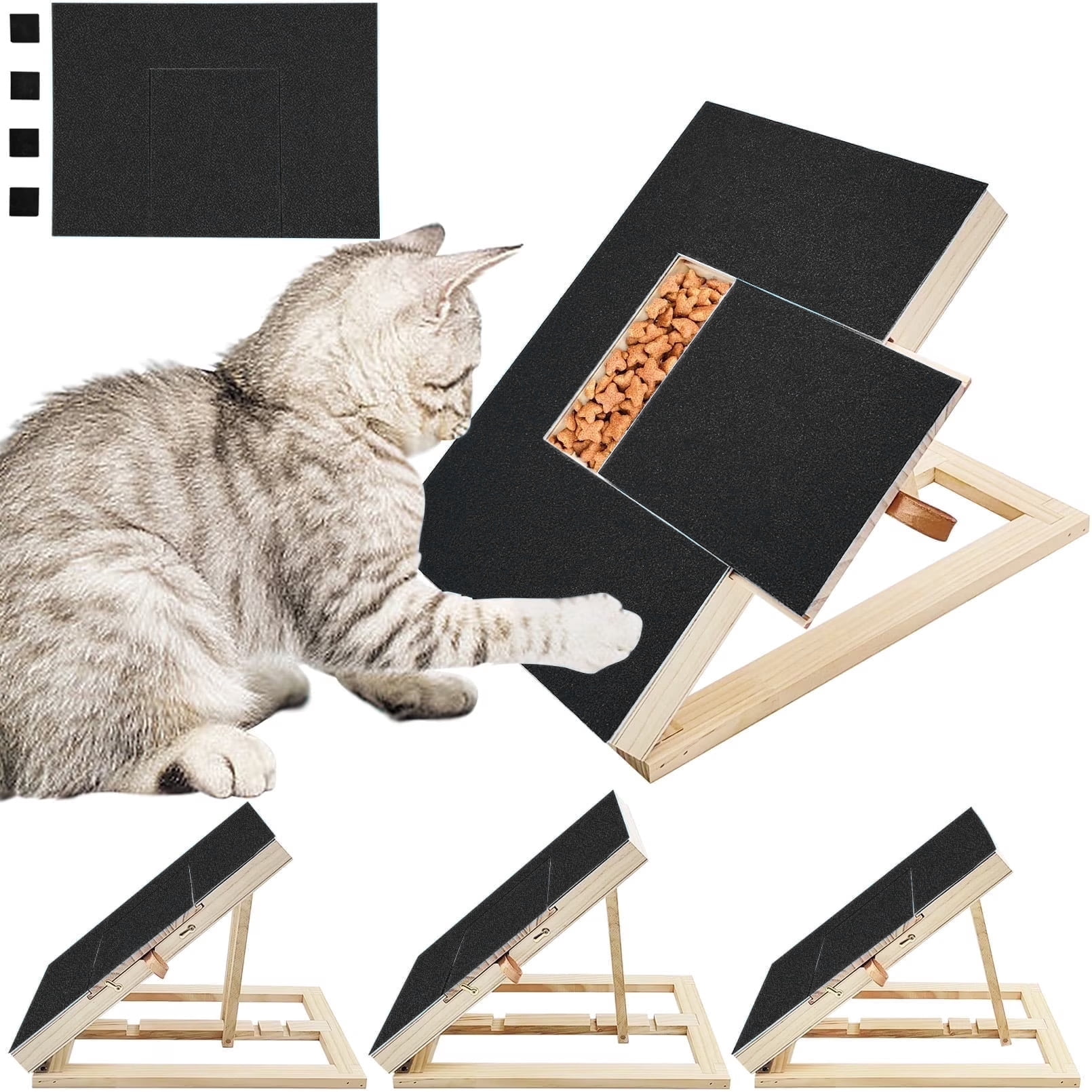 kathson Cat Nail File Scratcher with Ramp, Tilted Vertical Cats ...