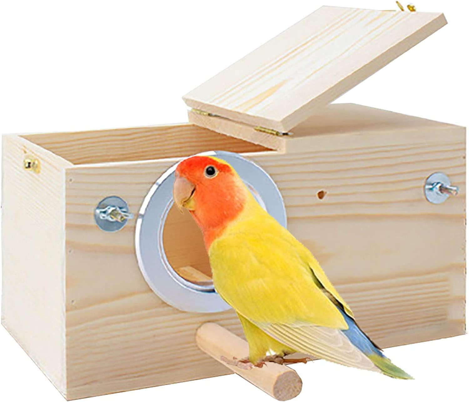 kathson Parakeet Nest Box Budgie Nesting House Cockatiel Breeding Parrots Mating Box Wood Bird ...
