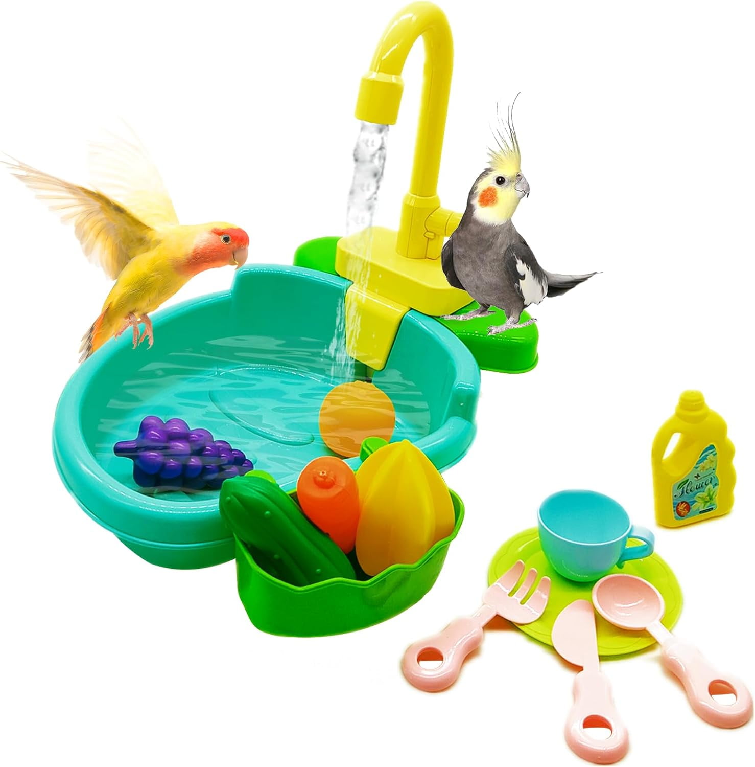 kathson Parrot Bathtub Bird Automatic Bathtub with Faucet ...