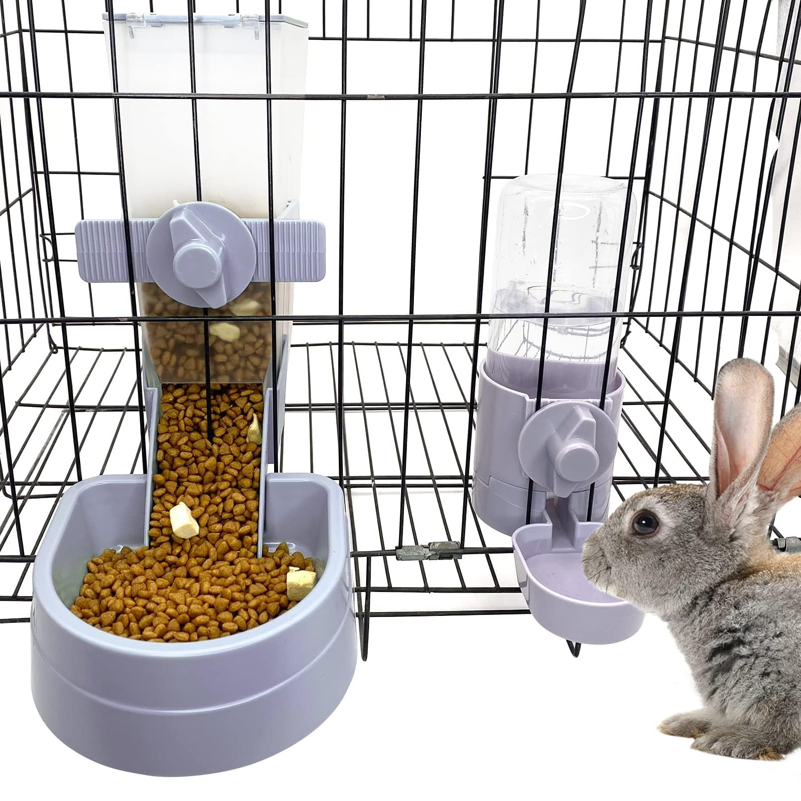 kathson Rabbit Food Water TMA2 Dispenser Pet Cage Automatic Feeder 2L ...