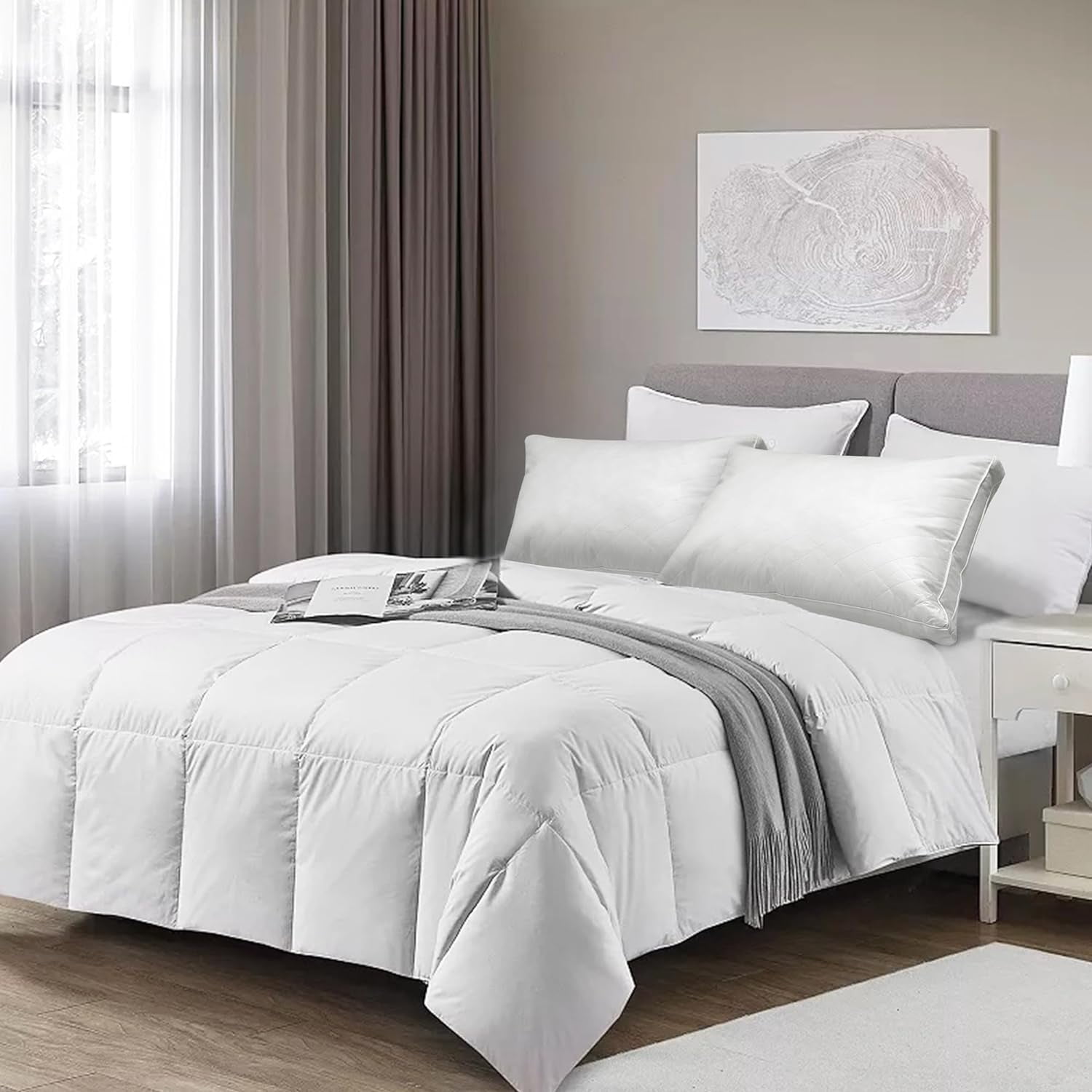 kathy ireland Bed Pillows Filled with Feather Jumbo Size Pillows Set of ...