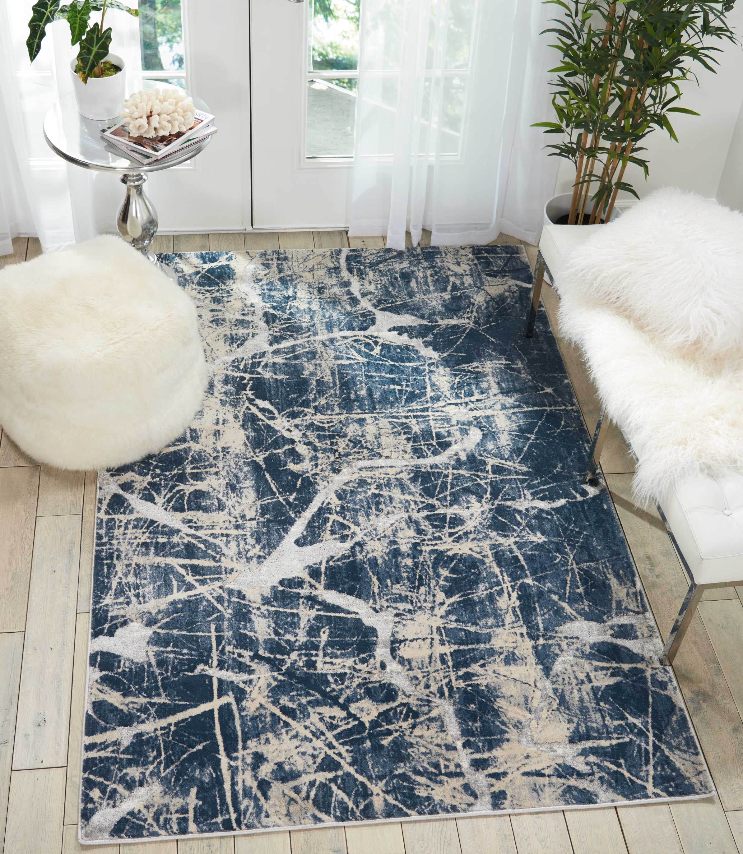 kathy ireland Home Heritage Abstract Beige/Blue 9'3" x 12'9" Area Rug ...