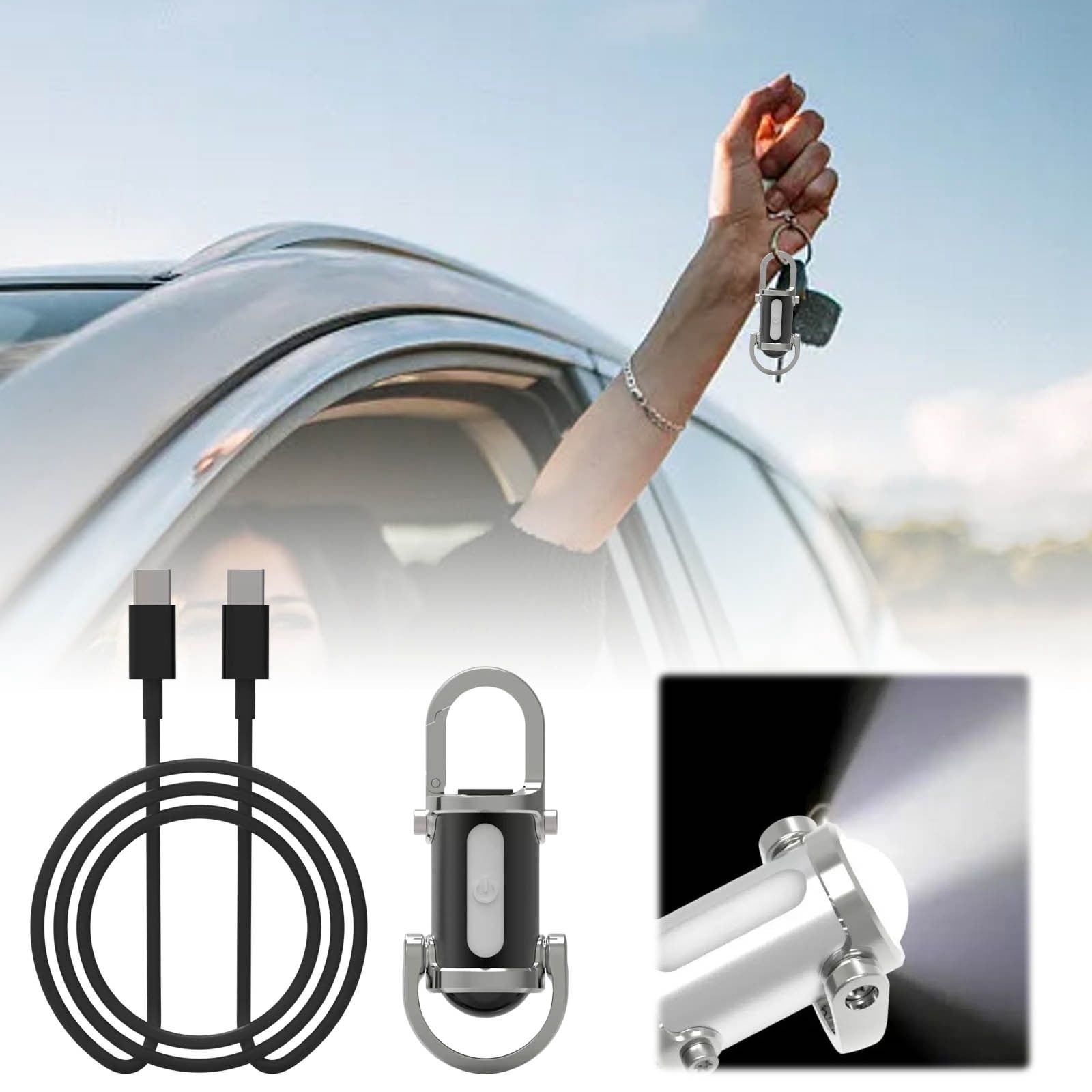 katior 1200 Super Bright Key Mini EDC Flashlight 6 Modes Function Portable Main Light Side Light ...