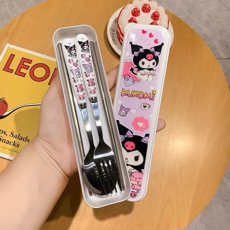 kawaii Hello Kitty Tableware Anime Kuromi My Melody Stainless Steel ...