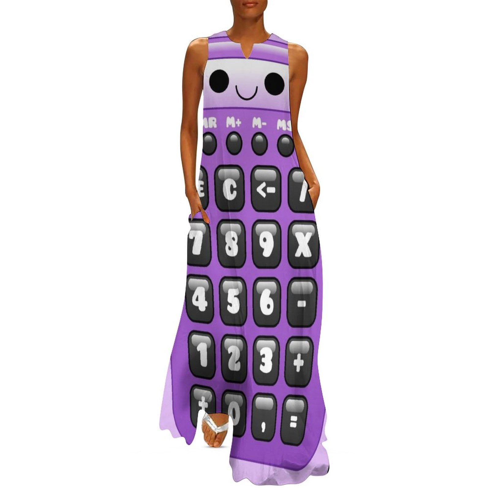 kawaii purple calculator Long Dress eving dresses ladies dress summer ...