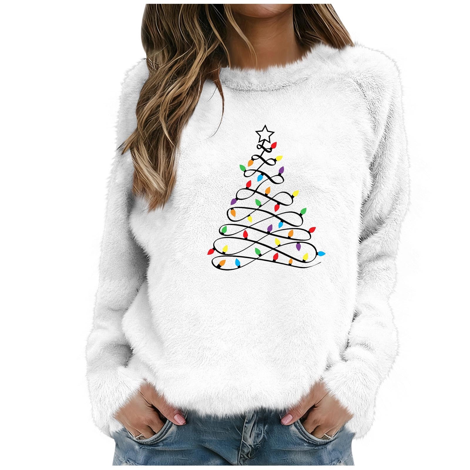 kayannuo Christmas Shirts for Women Long Sleeve Casual Xmas Tree ...