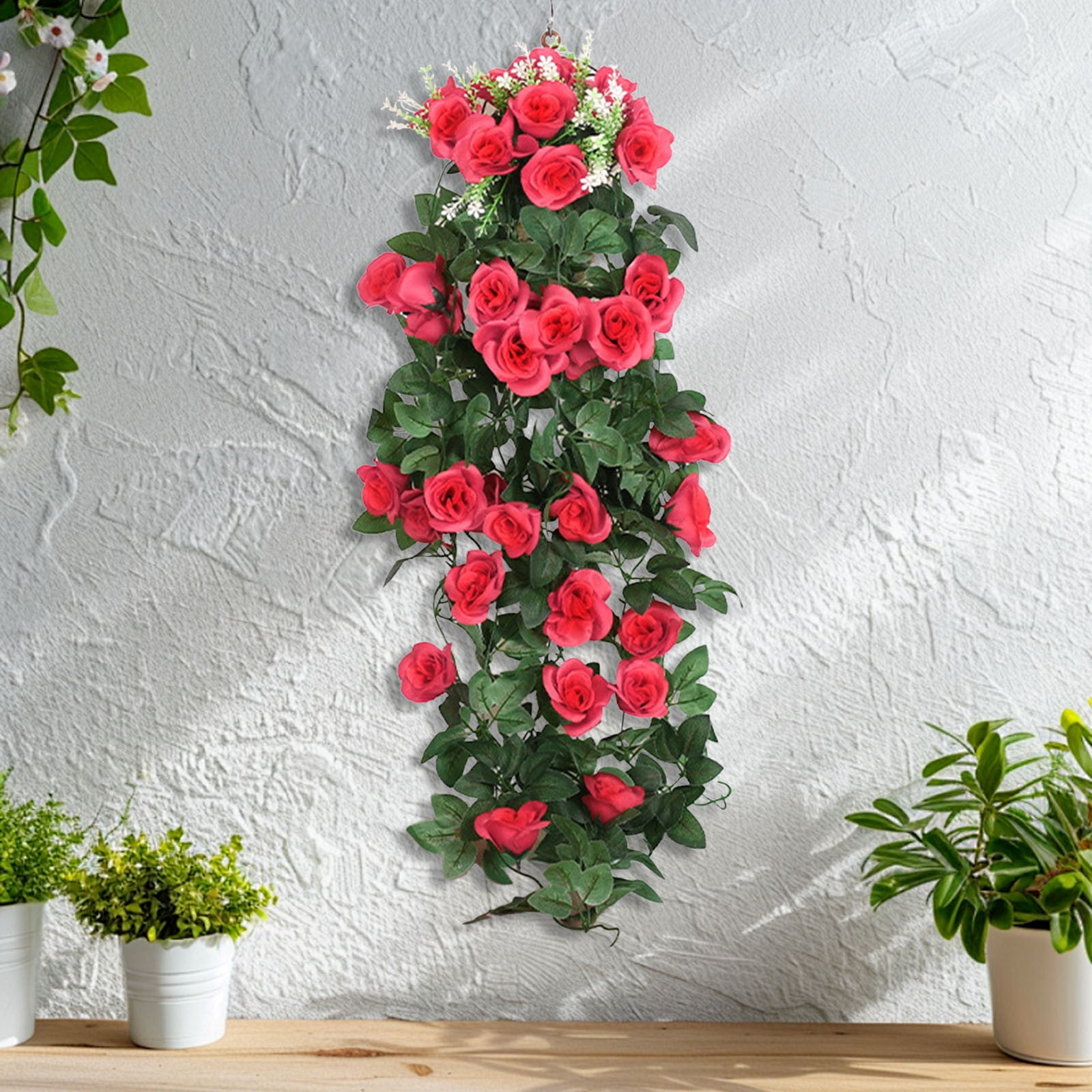 kayannuo Clearance 2 Pcs Artificial Rose Hanging Basket - UV-Resistant ...