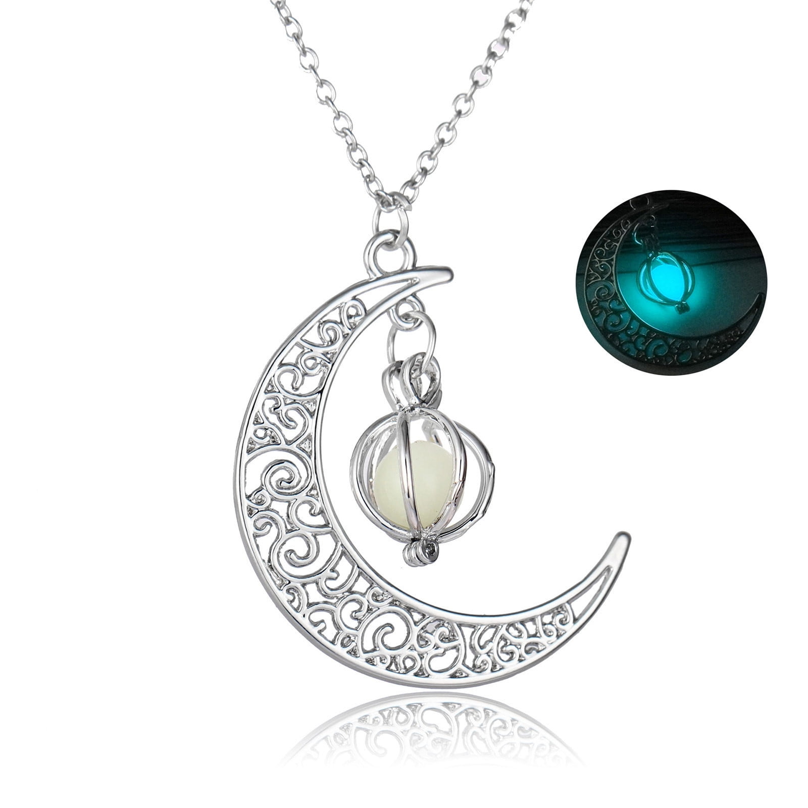 kayannuo Glow In The Dark Hollow Stone Pendant Crescent Moon Glow ...