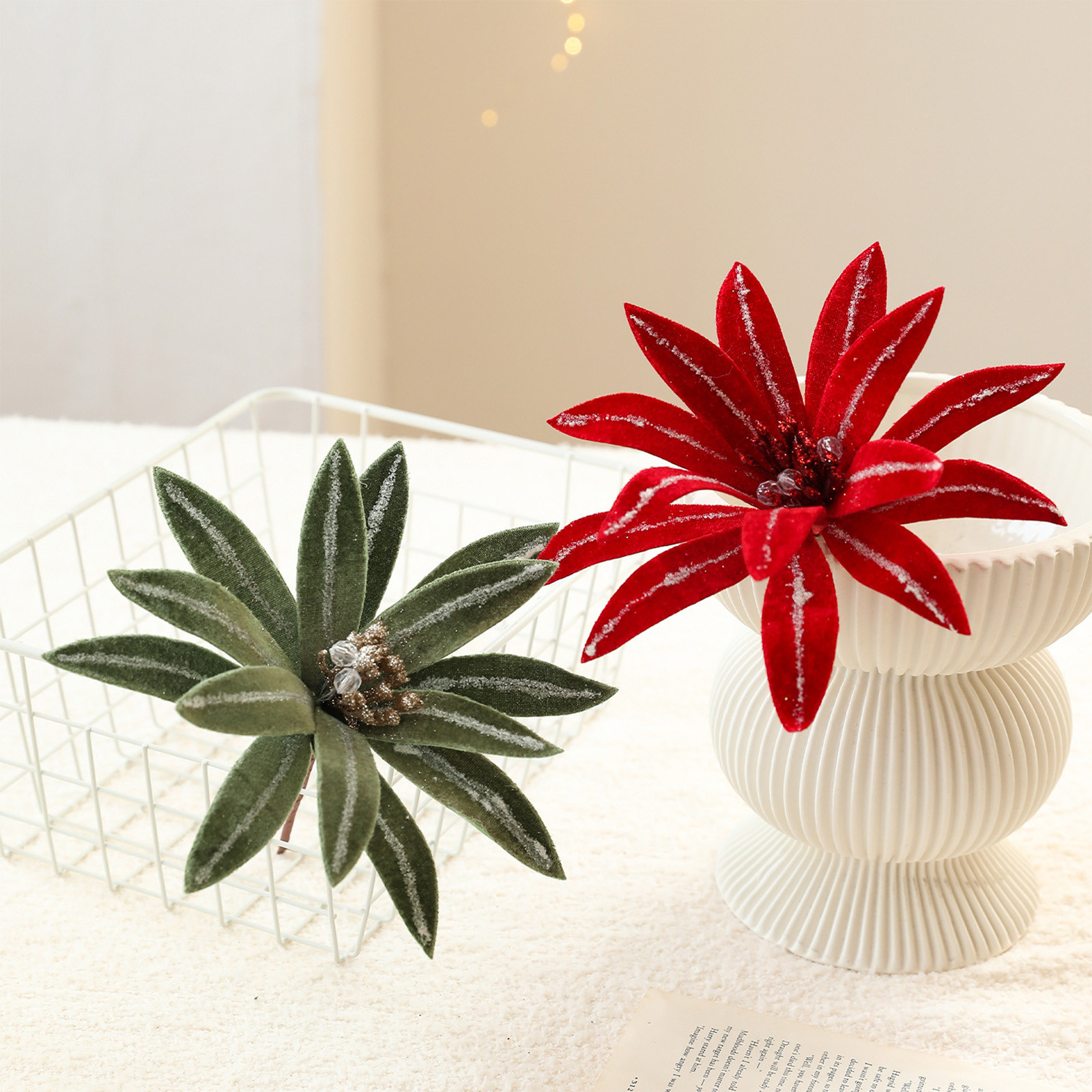 kcavykas Christmas Decorations Artificial Christmas Flower Dried ...