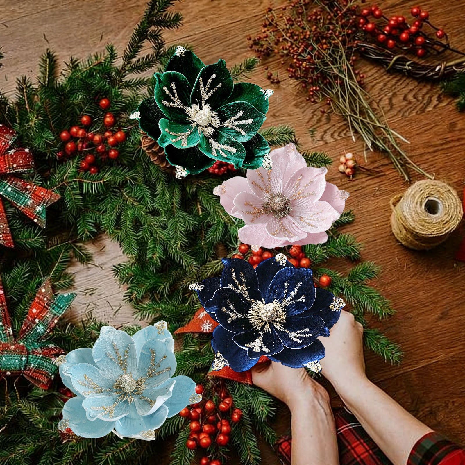 kcavykas Christmas Decorations Christmas Holiday Powder Flocked ...