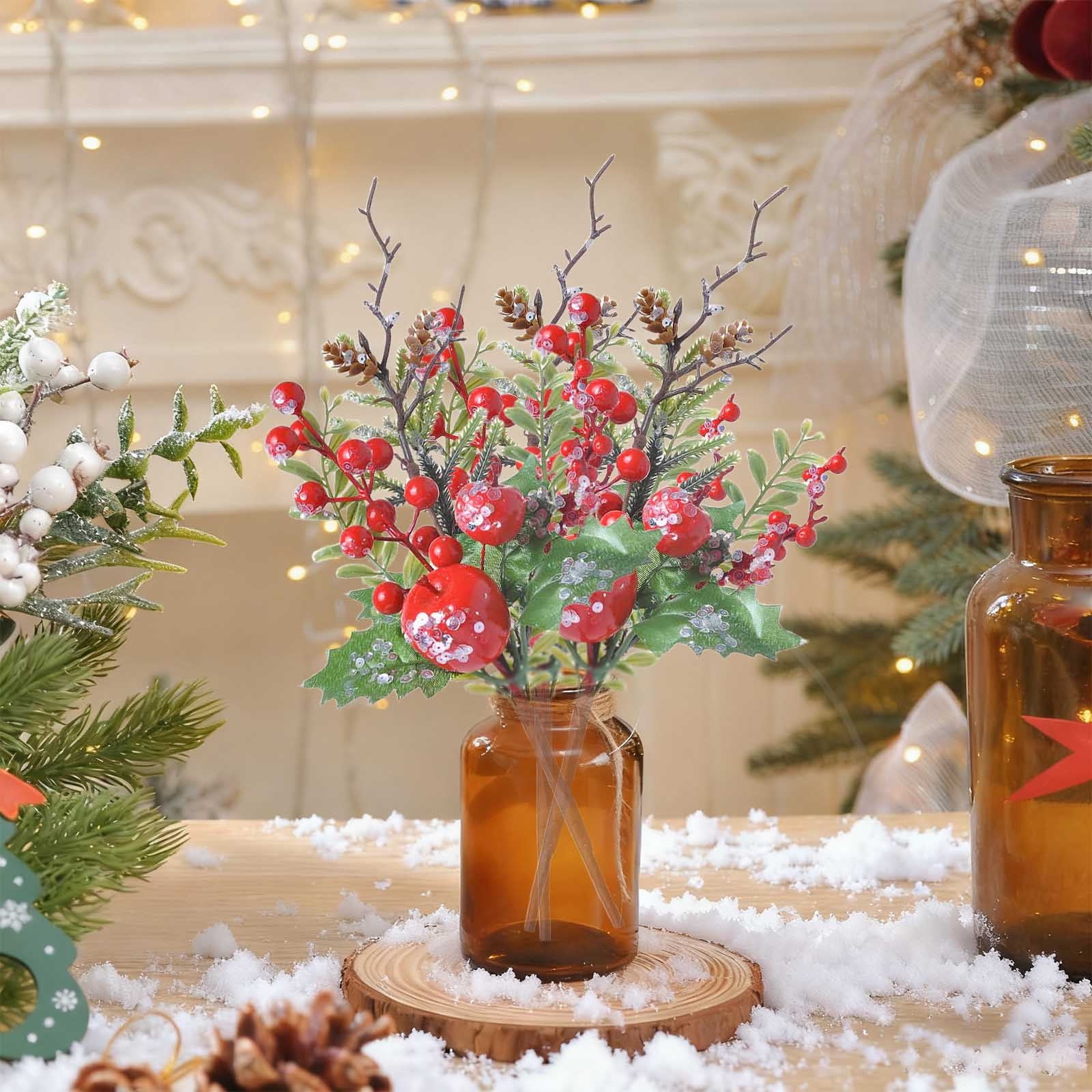kcavykas Christmas Stockings Christmas Artificial Ginkgo Berry Cuttings ...