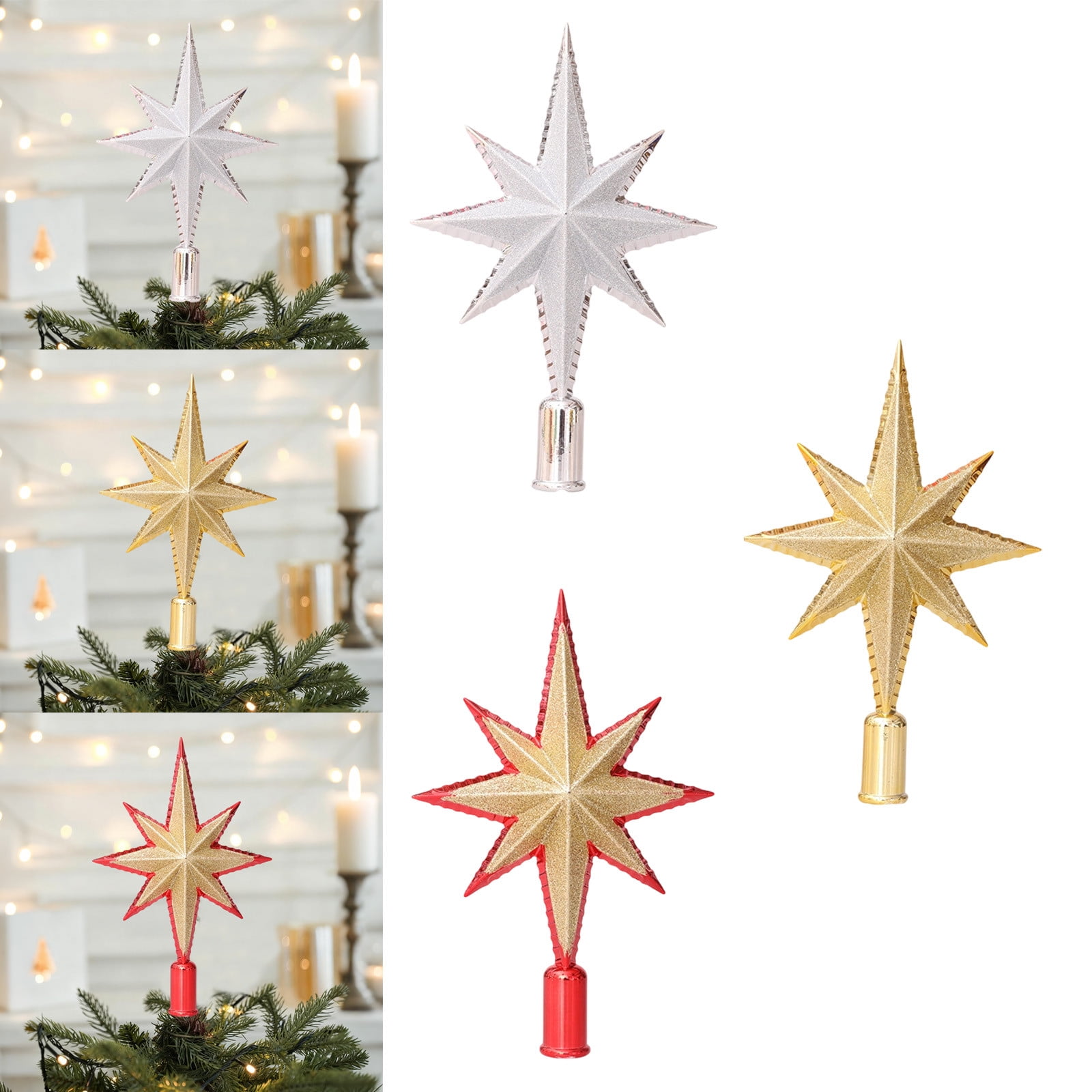 kcavykas Christmas Stockings Christmas Tree Star LED Tree Topper Gold ...