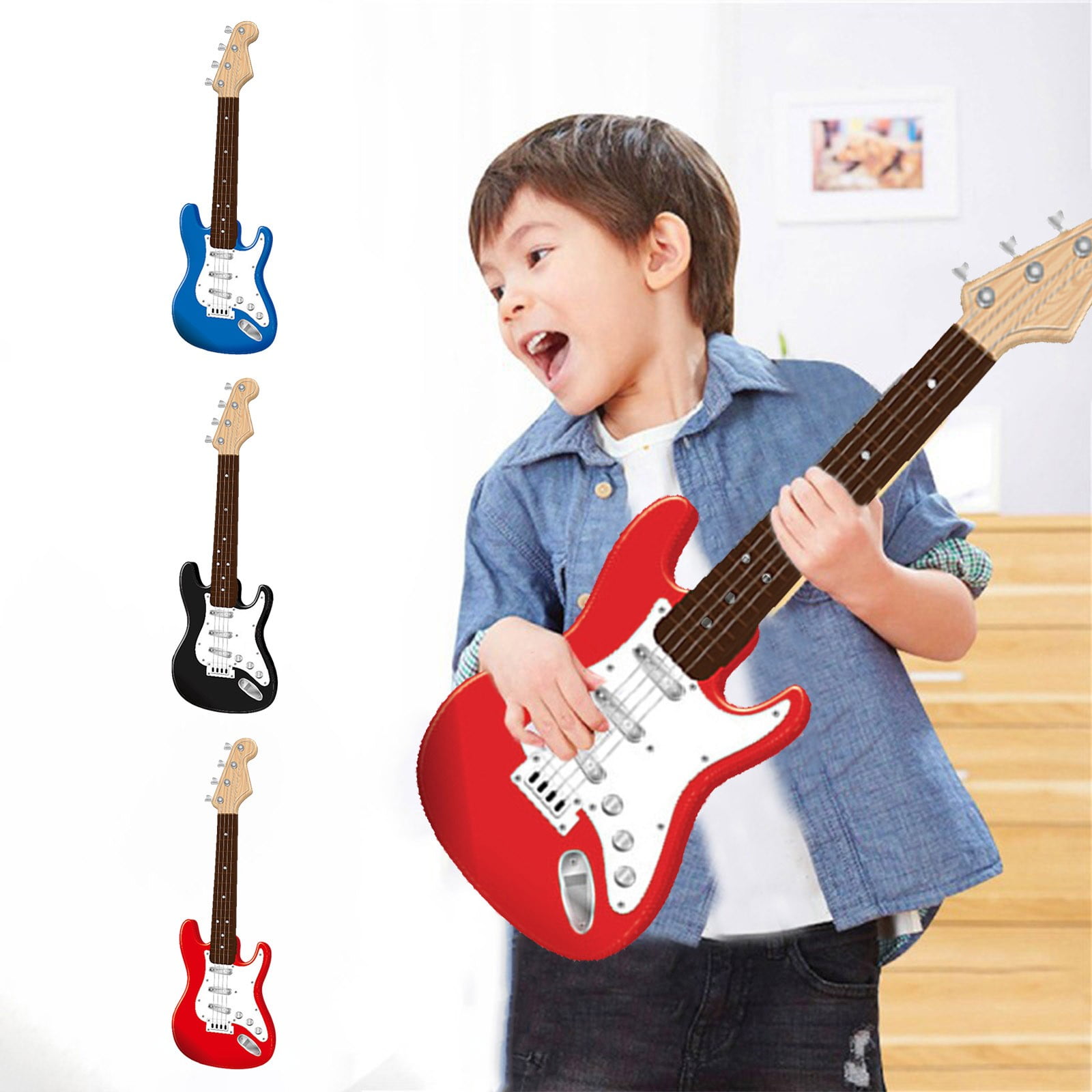 kcavykas Guitar Toy For Kids, 4 Strings Electric Guitar Musical ...