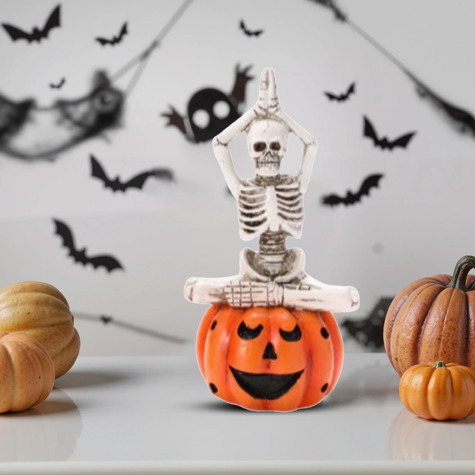 kcavykas Halloween Decoration Skeleton Pumpkin Resin Ornament Creative ...