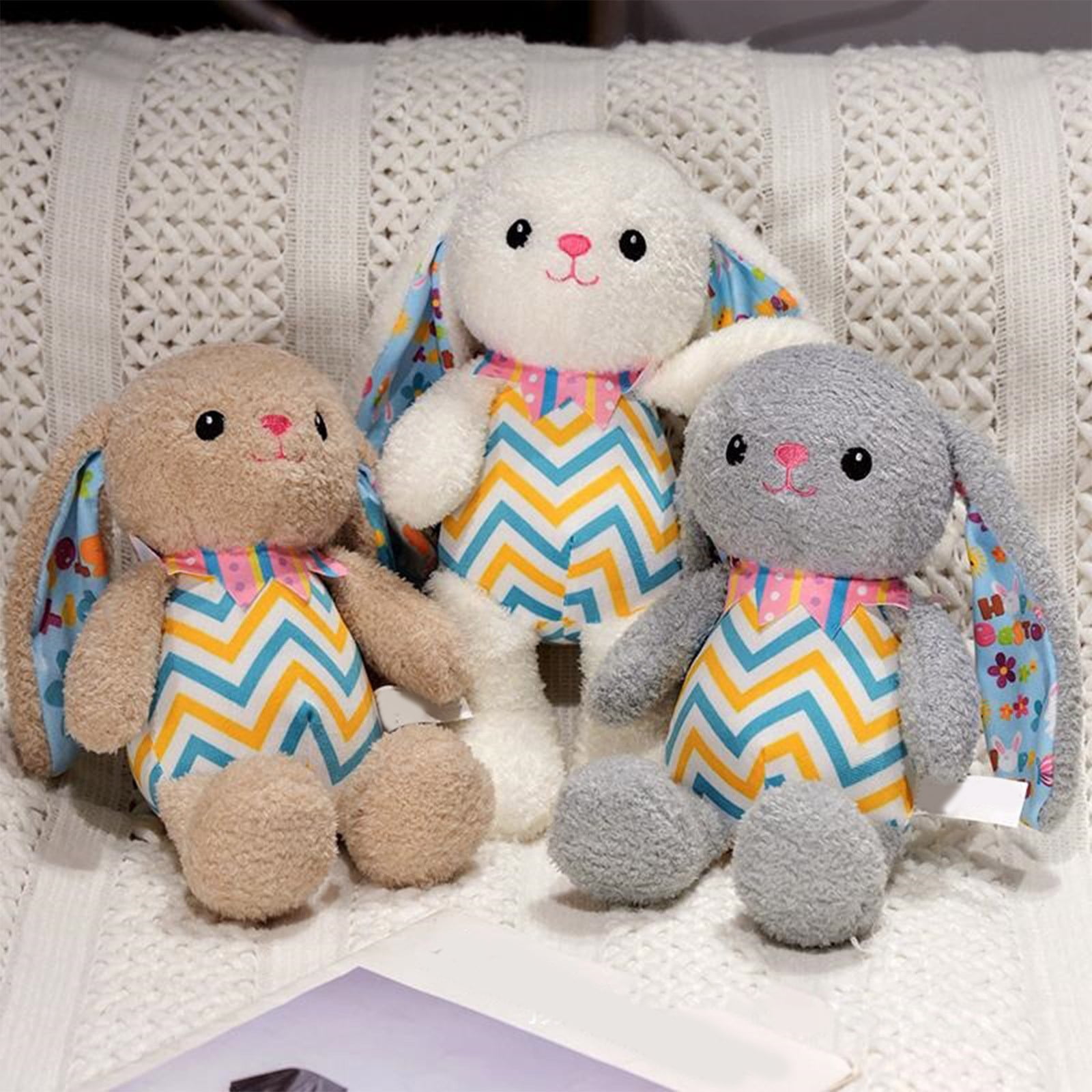 kcavykas Educational Toys Easter Striped Rabbits Plush Toy – Cute Girl ...
