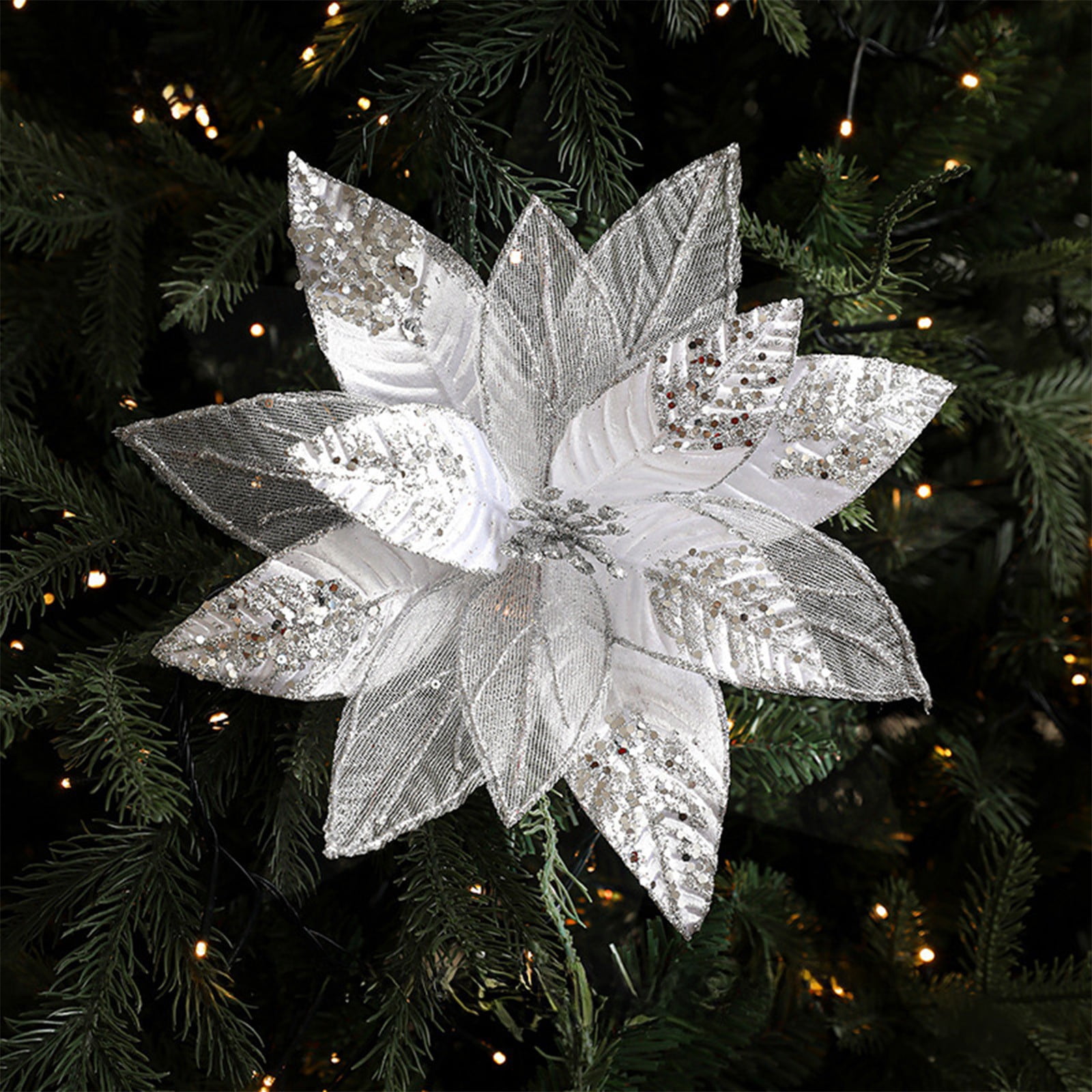 kcavykas Outdoor Christmas Decorations Artificial Silk Christmas Flower ...