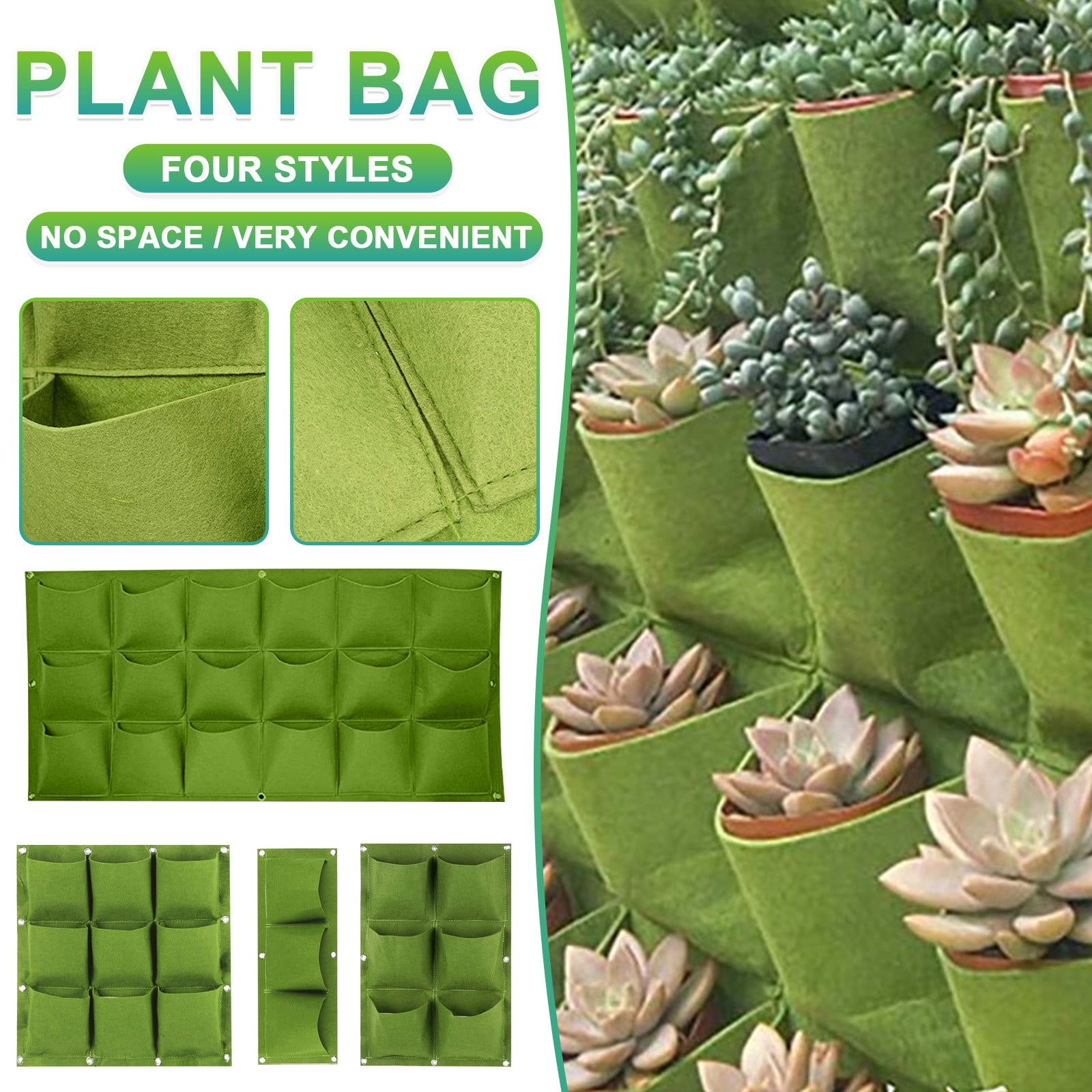 kcavykas Pockets Garden Vertical Wall-Mounted Garden Planter 2-Pocket ...