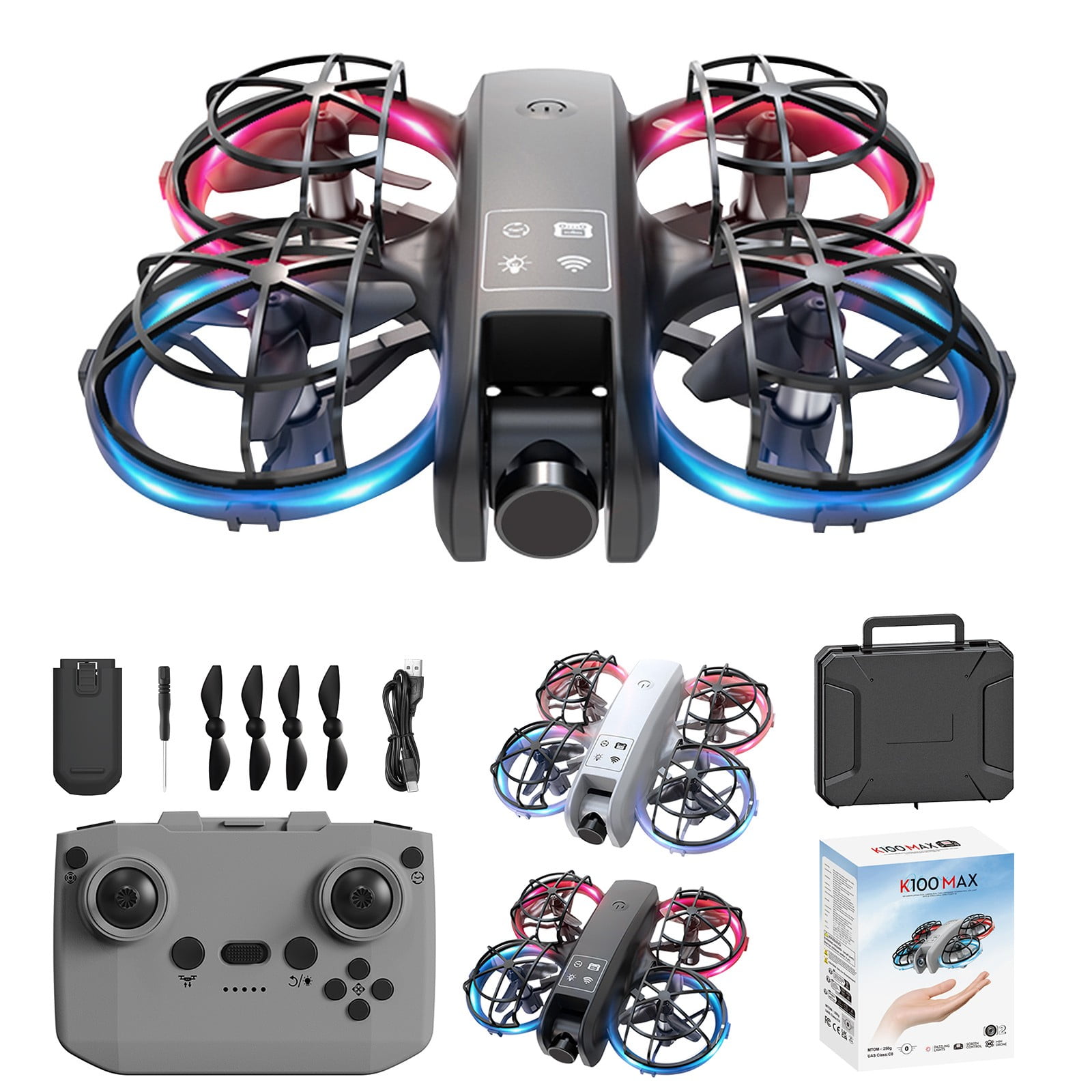 kcavykas Remote Control Drone with LED Lights – Altitude Hold, Headless ...